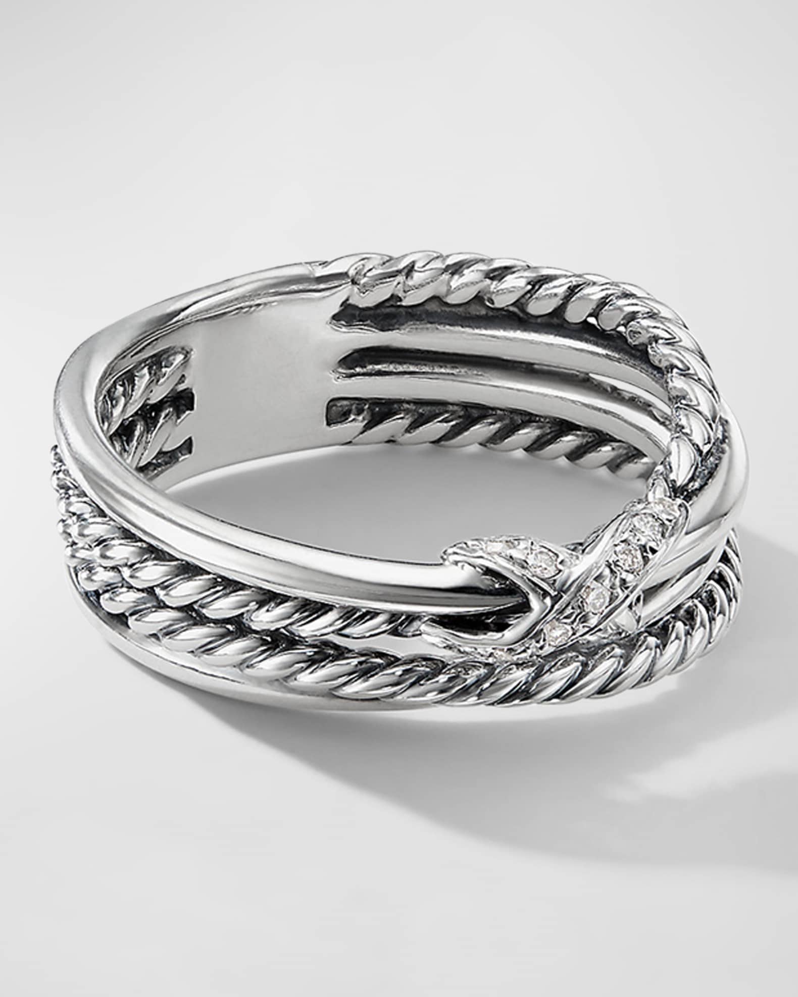 David Yurman X Crossover Band Ring with Diamonds in Silver, 6mm ...
