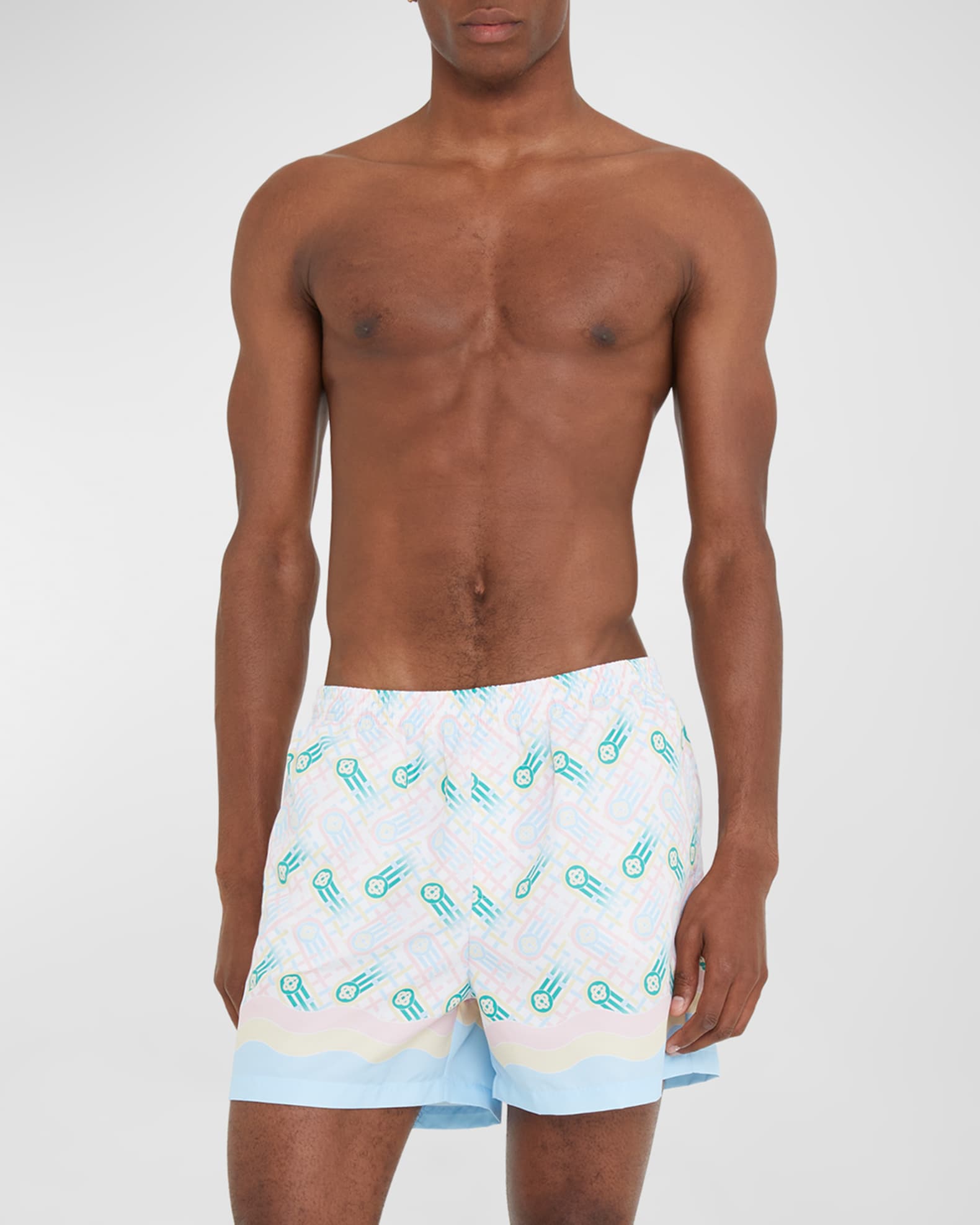 CASABLANCA Men's Ping Pong Monogram Swim Shorts | Neiman Marcus