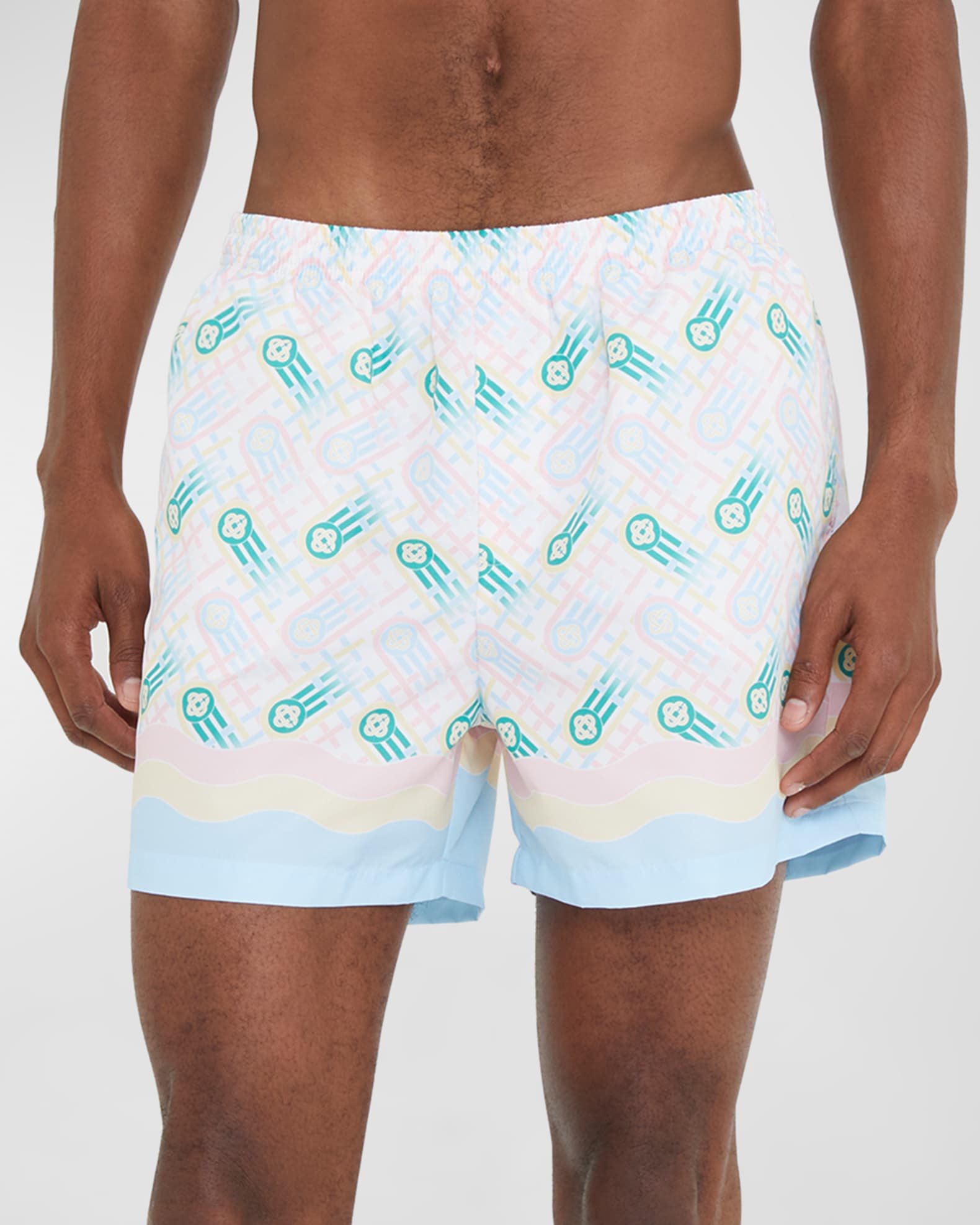 CASABLANCA Men's Ping Pong Monogram Swim Shorts | Neiman Marcus