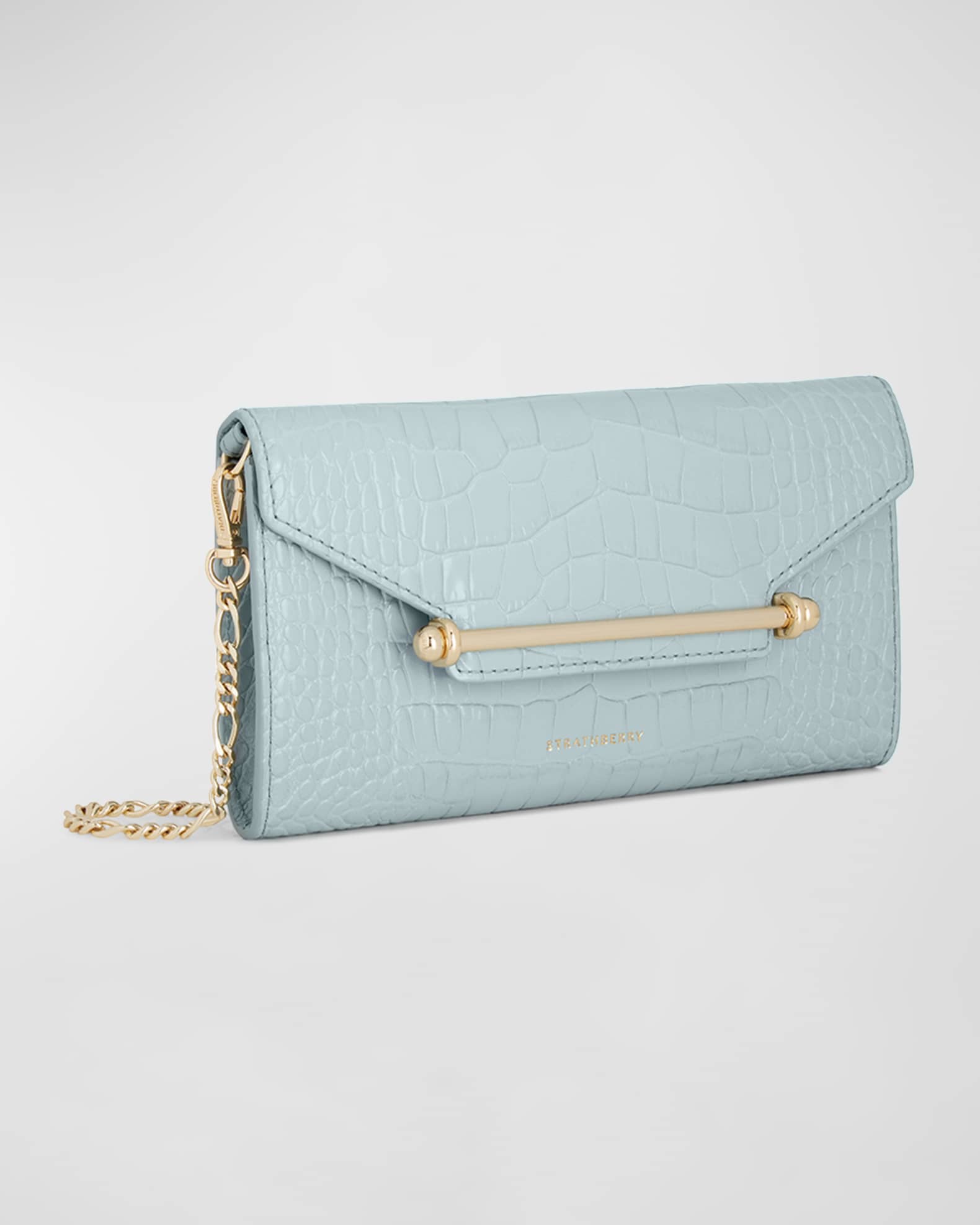 STRATHBERRY Multrees Croc-Embossed Wallet on Chain | Neiman Marcus