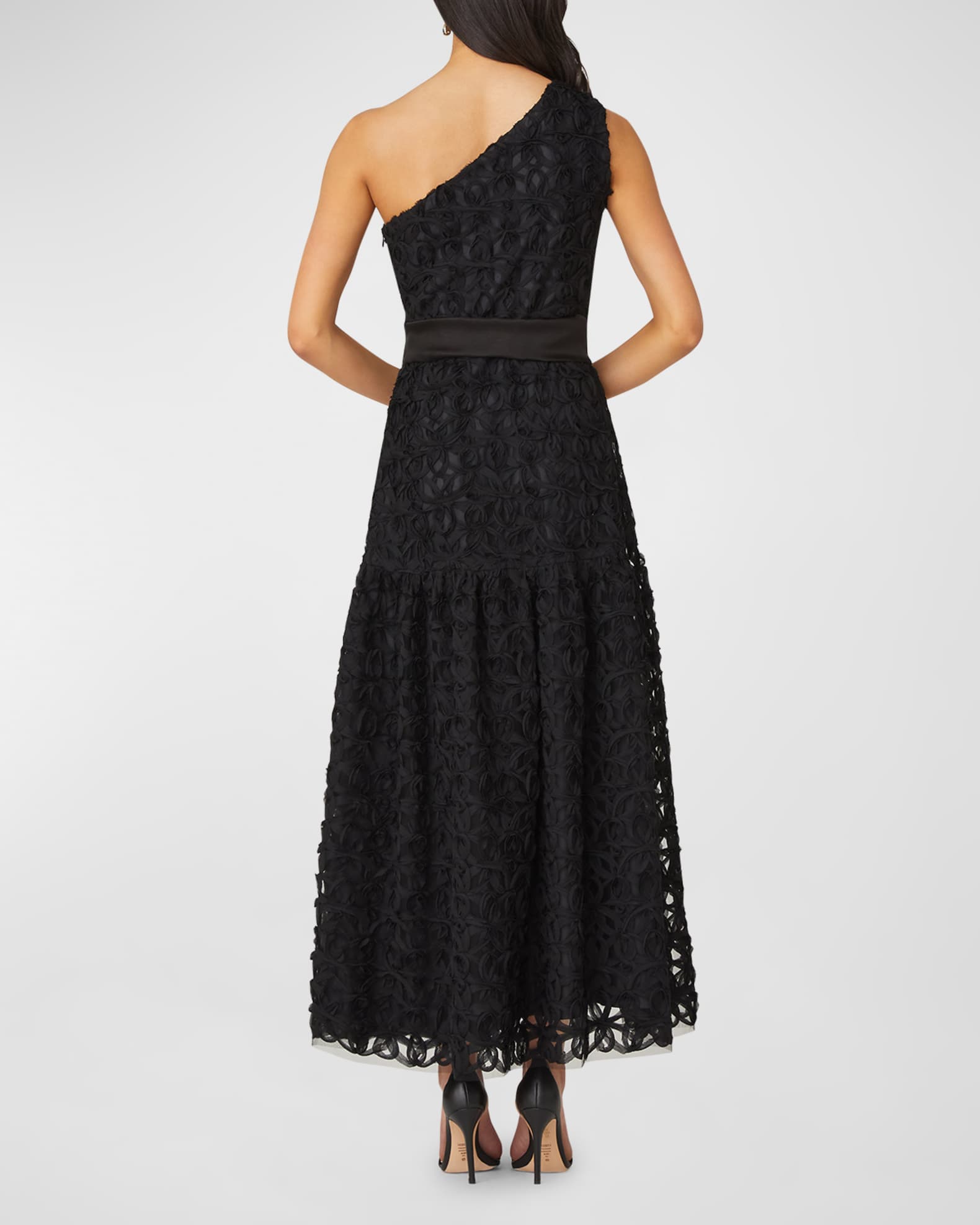 Shoshanna Alpine One-Shoulder Tulle & Chiffon Gown | Neiman Marcus