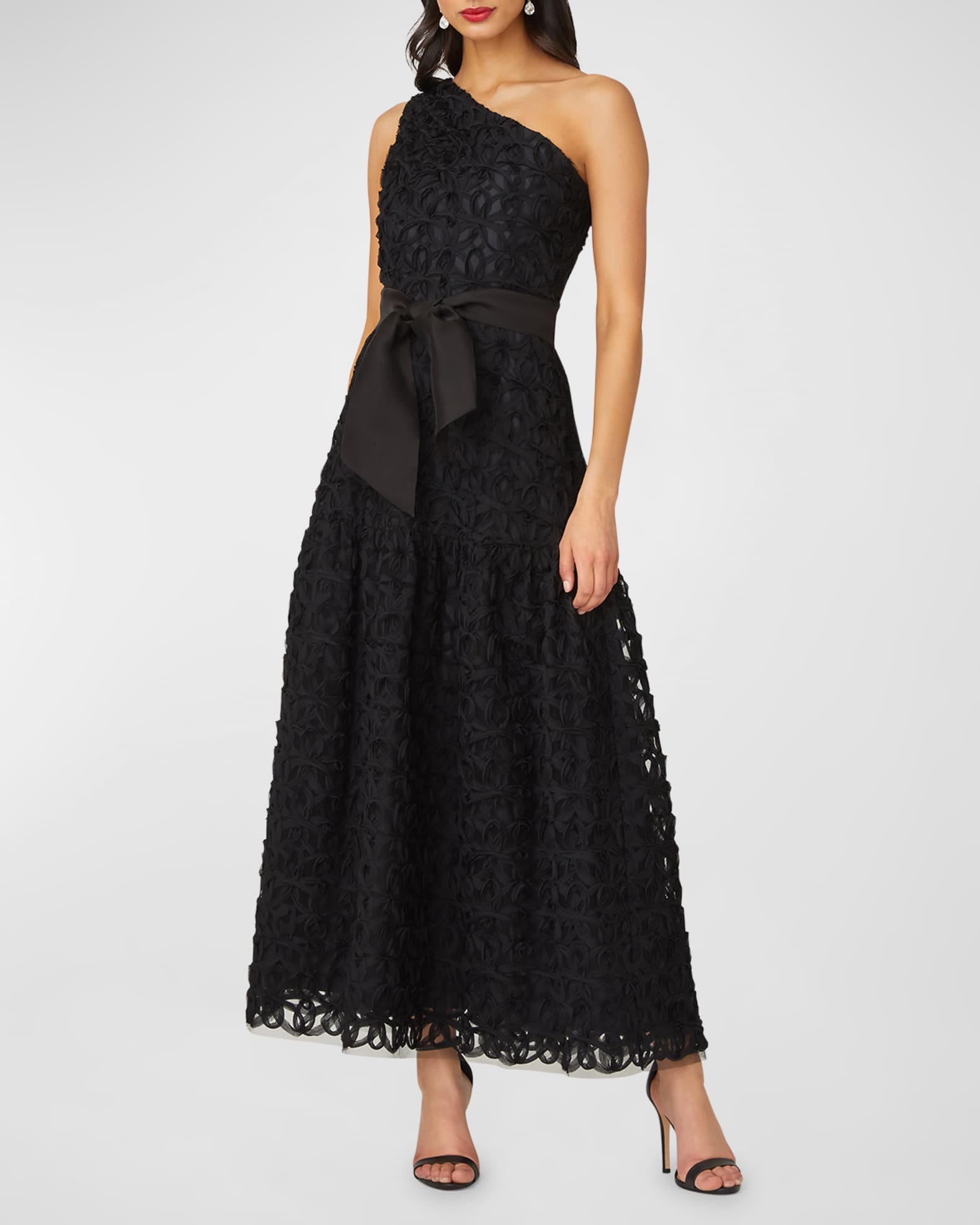 Shoshanna Alpine One-Shoulder Tulle & Chiffon Gown | Neiman Marcus