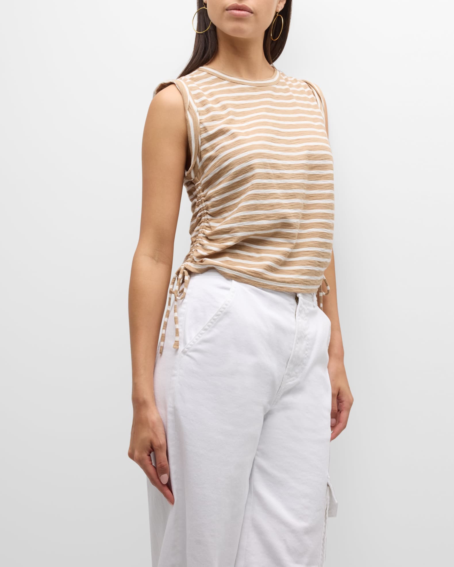 Veronica Beard Vinci Striped Drawstring Top | Neiman Marcus