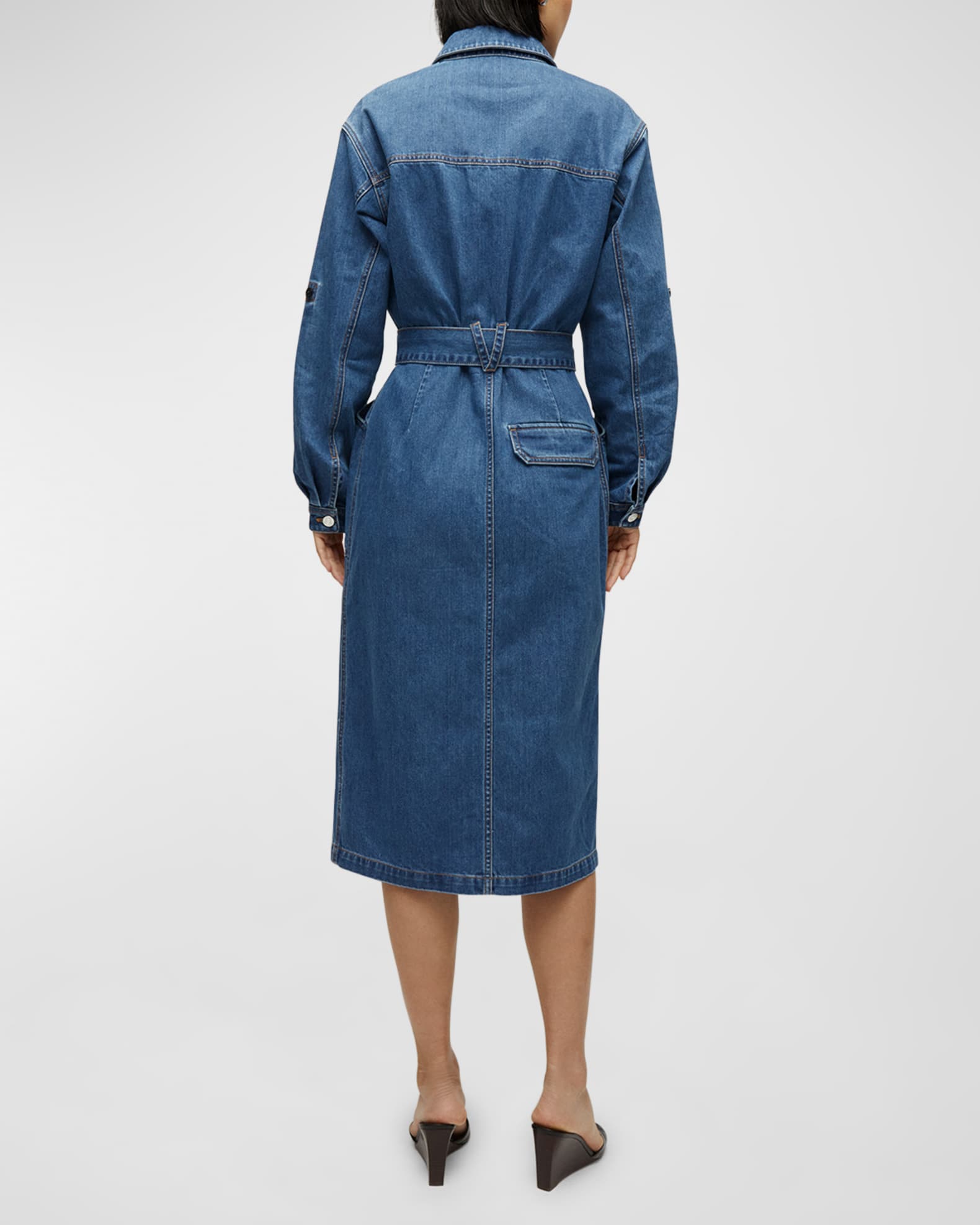 Veronica Beard Evelyn Button-Front Denim Shirtdress | Neiman Marcus