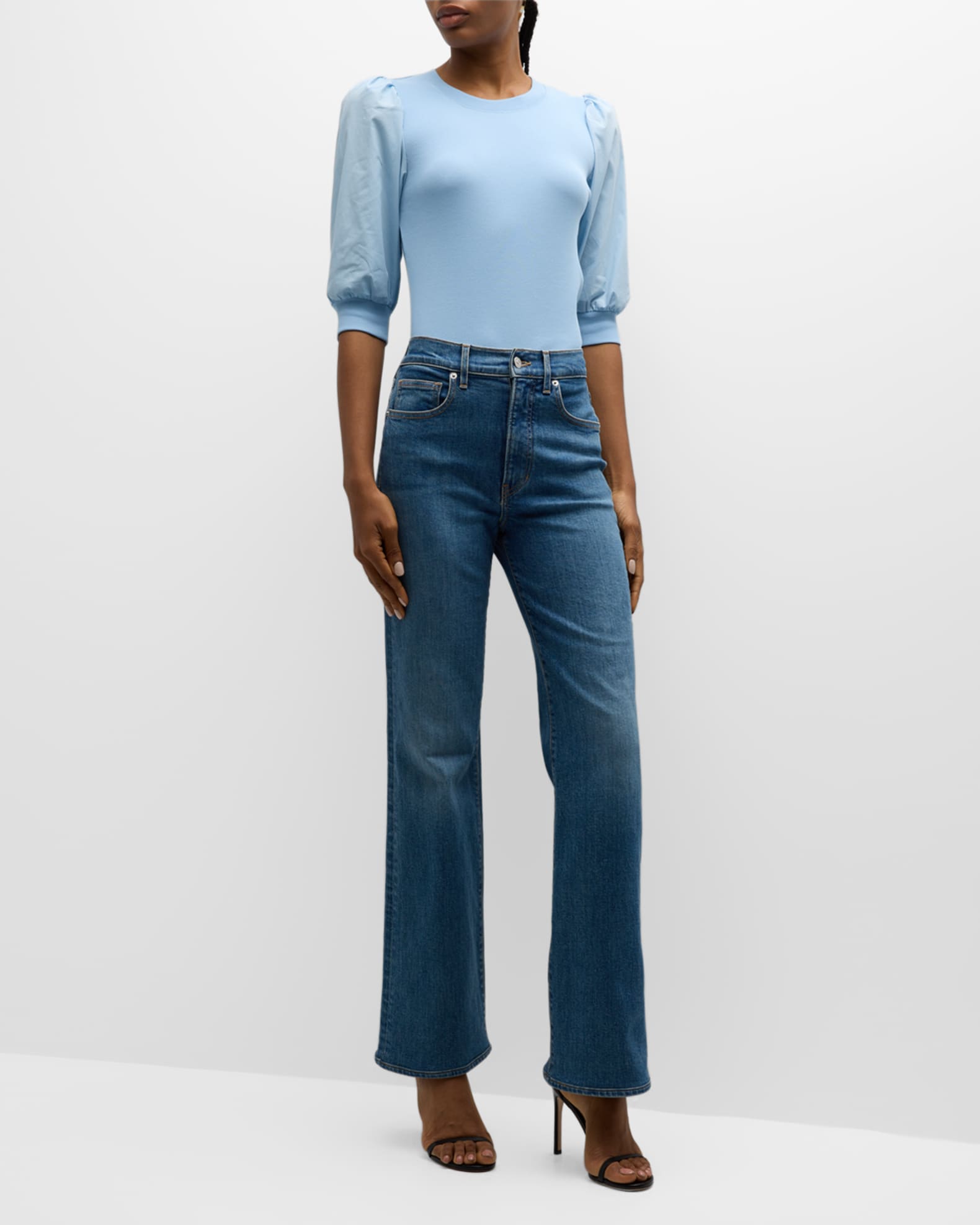 Veronica Beard Crosbie Slim Wide-Leg Jeans | Neiman Marcus