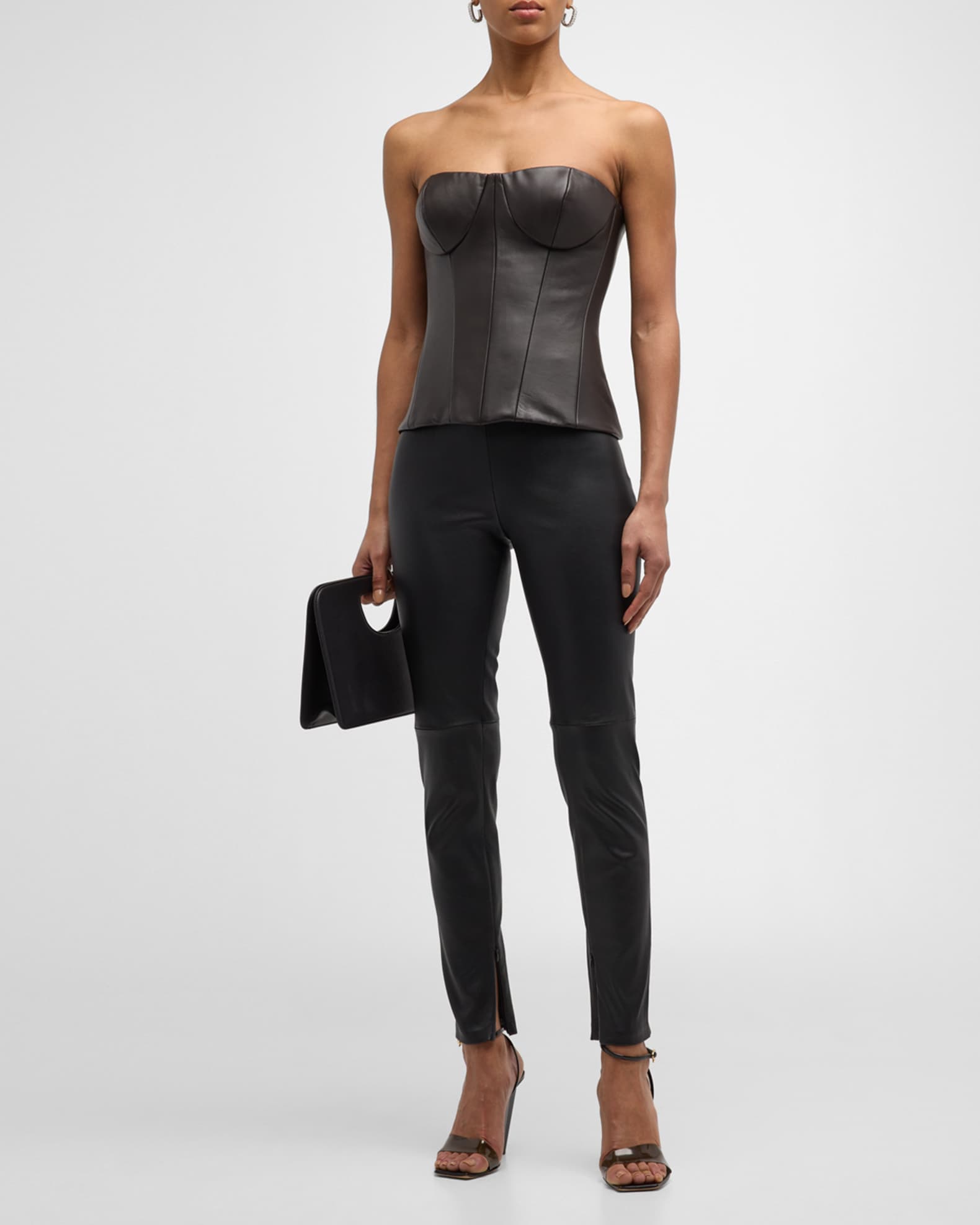 Sergio Hudson Leather Bustier Top | Neiman Marcus