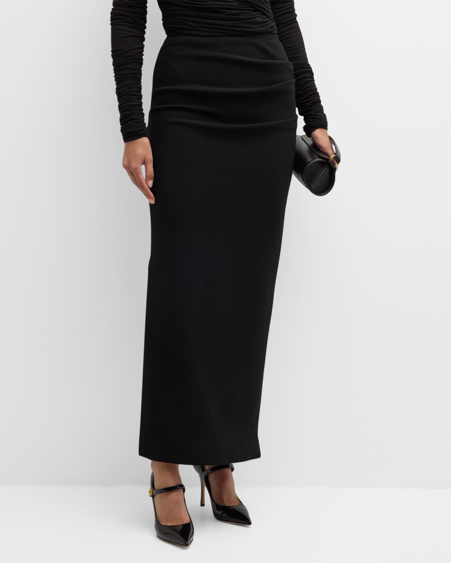 Sergio Hudson High-Waist Draped Slit Maxi Skirt | Neiman Marcus
