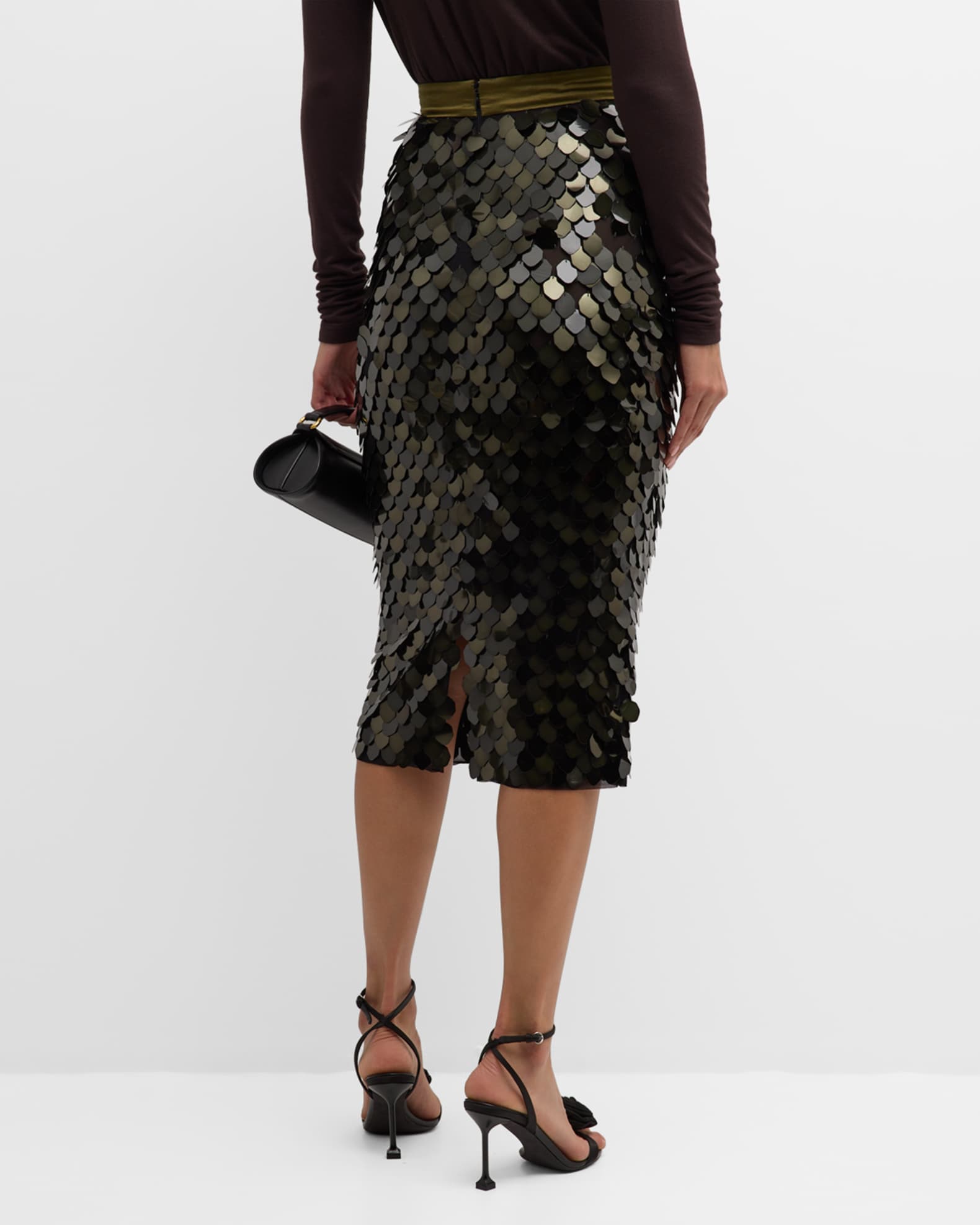 Sergio Hudson Disc Sequin Midi Pencil Skirt | Neiman Marcus