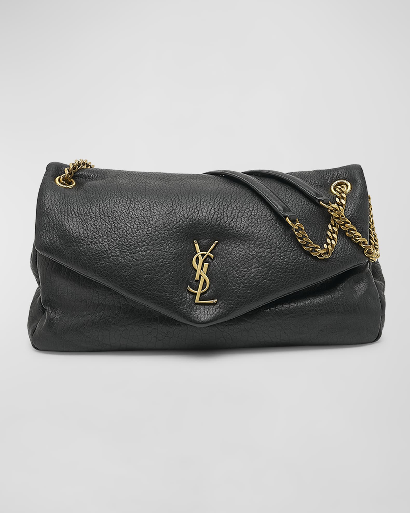 Saint Laurent Calypso Large YSL Shoulder Bag in Leather | Neiman Marcus