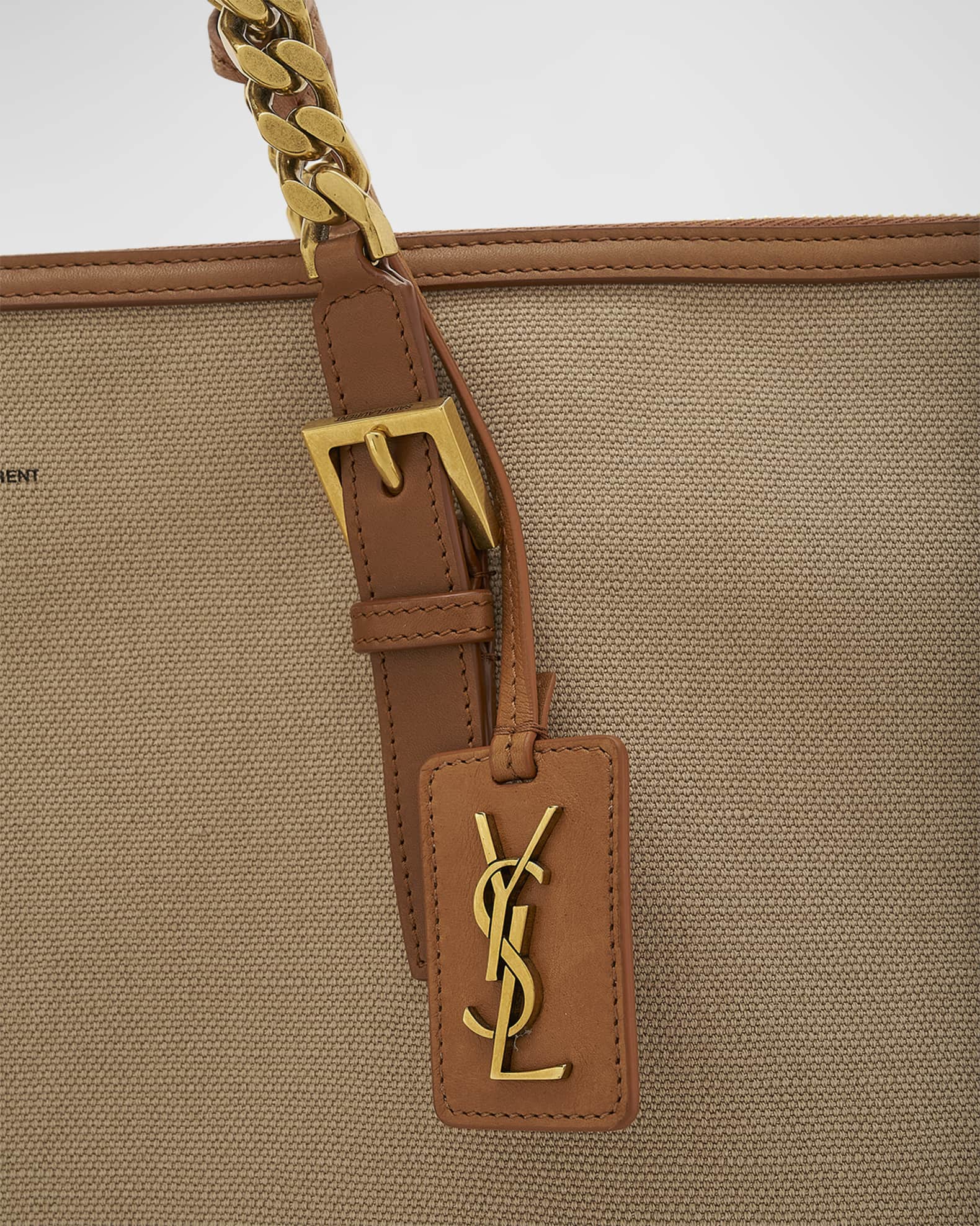 Saint Laurent YSL Zip Leather & Canvas Duffel Bag | Neiman Marcus