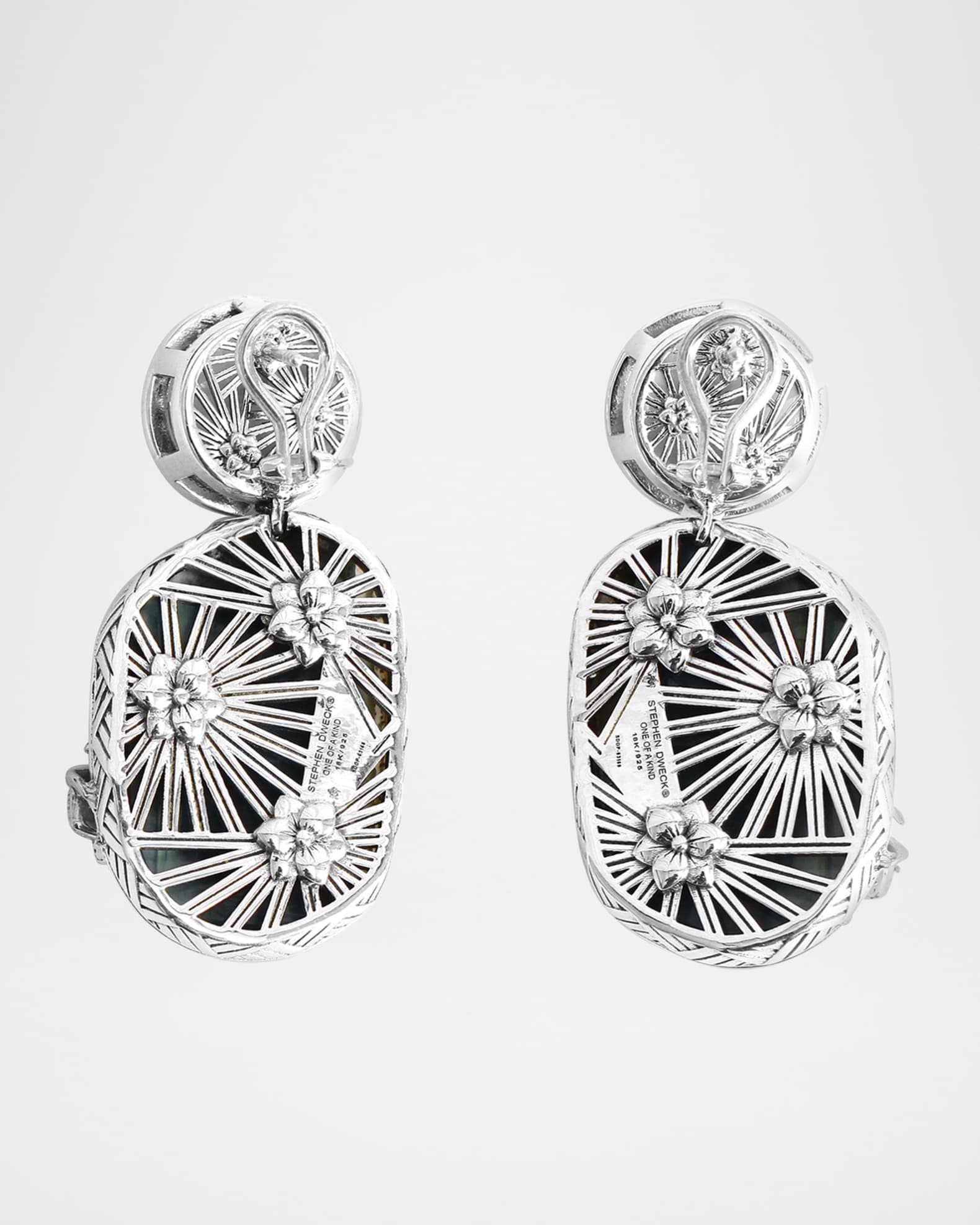 Stephen Dweck Green Amethyst and Faceted African Blue Opal Earrings ...