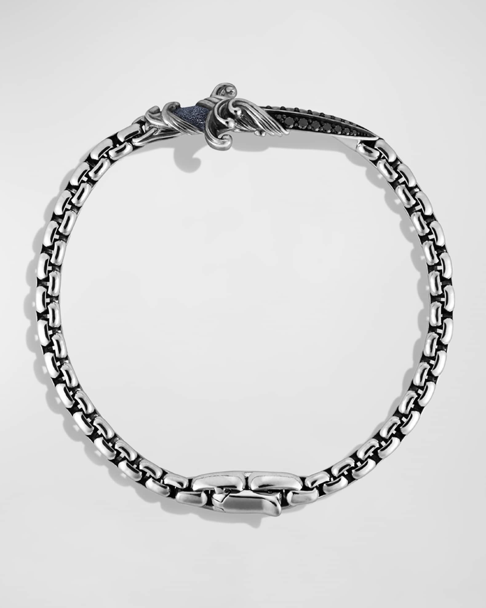 David Yurman Men's Waves Dagger Bracelet in Silver with Black Diamonds ...