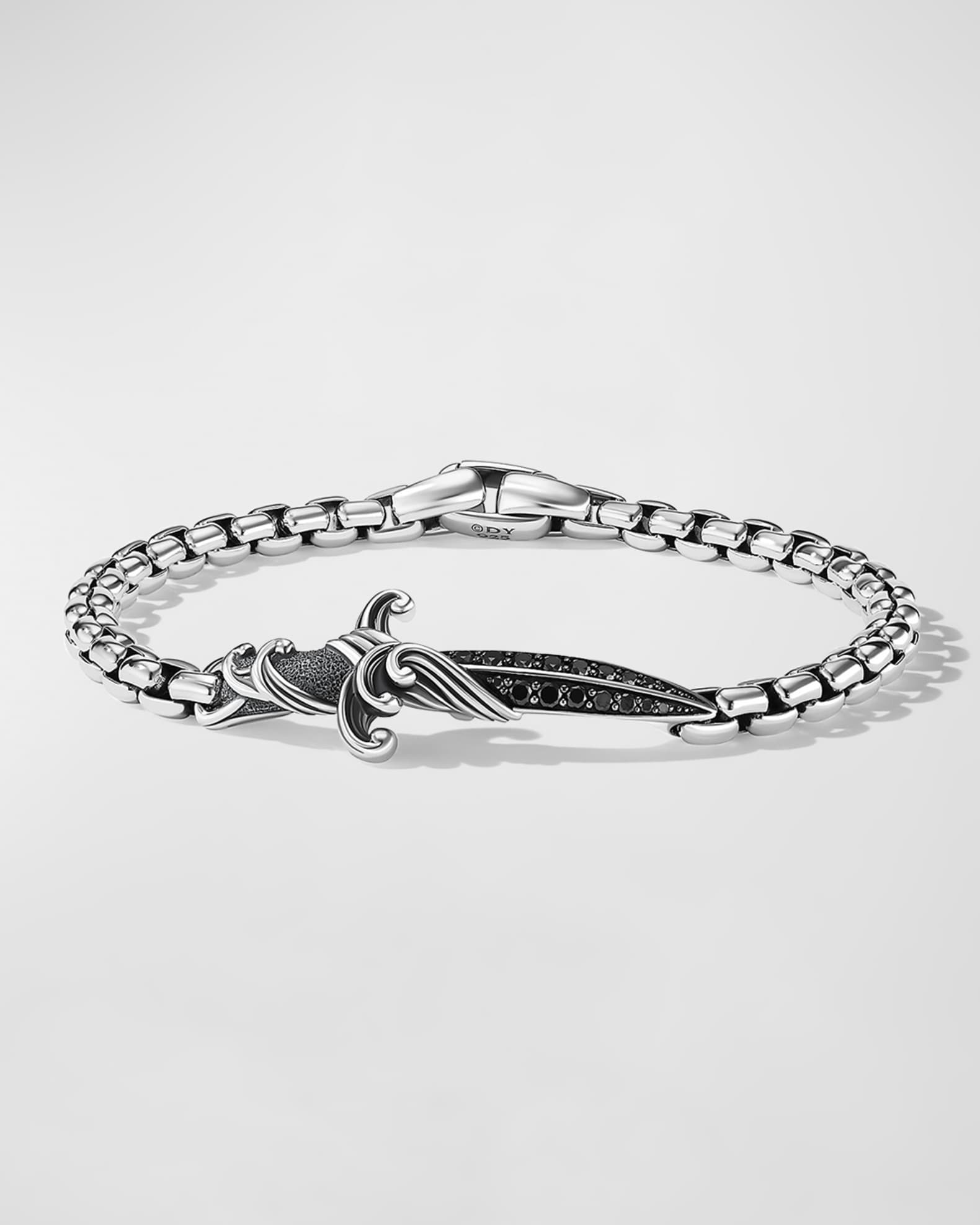 David Yurman Men's Waves Dagger Bracelet in Silver with Black Diamonds ...