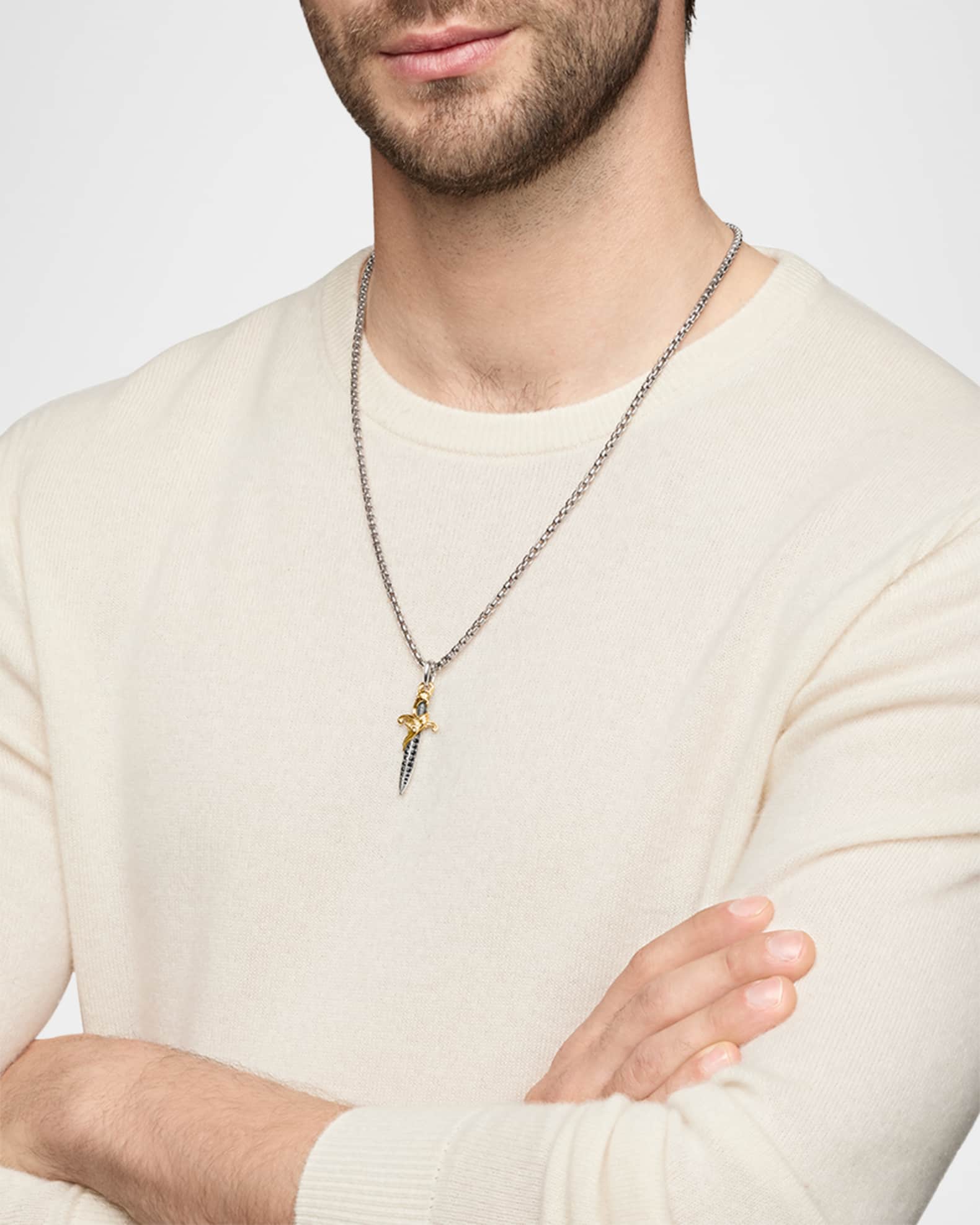 David Yurman Men's Waves Dagger Amulet in Silver with 18K Gold and ...