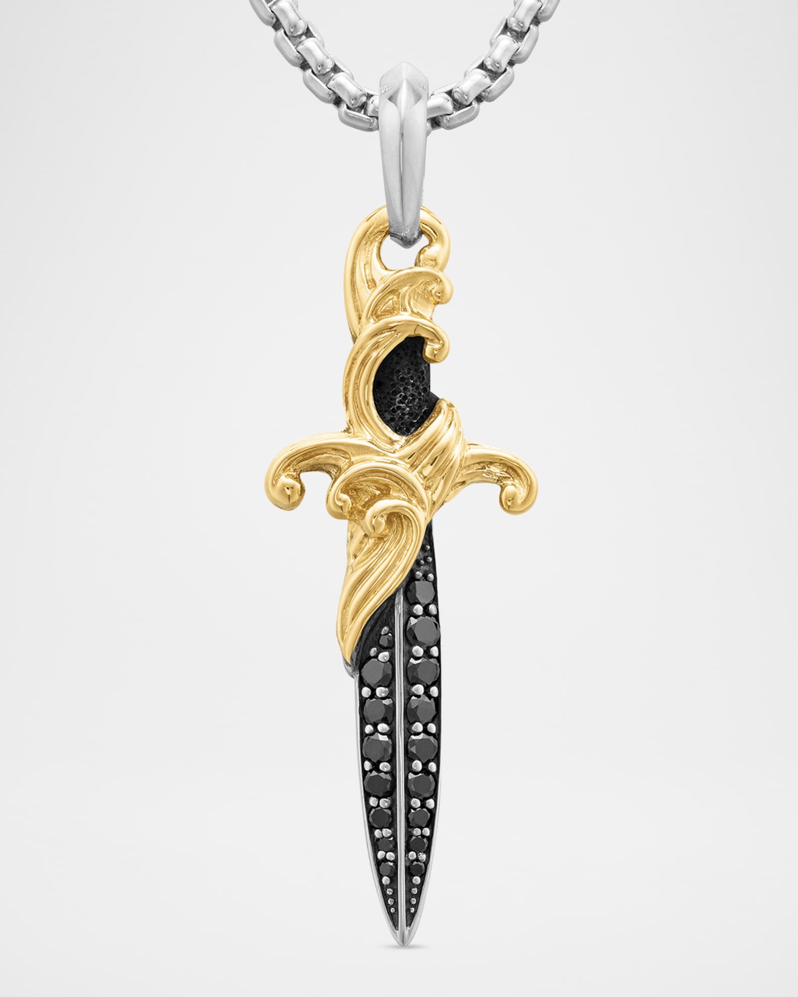 David Yurman Men's Waves Dagger Amulet in Silver with 18K Gold and ...