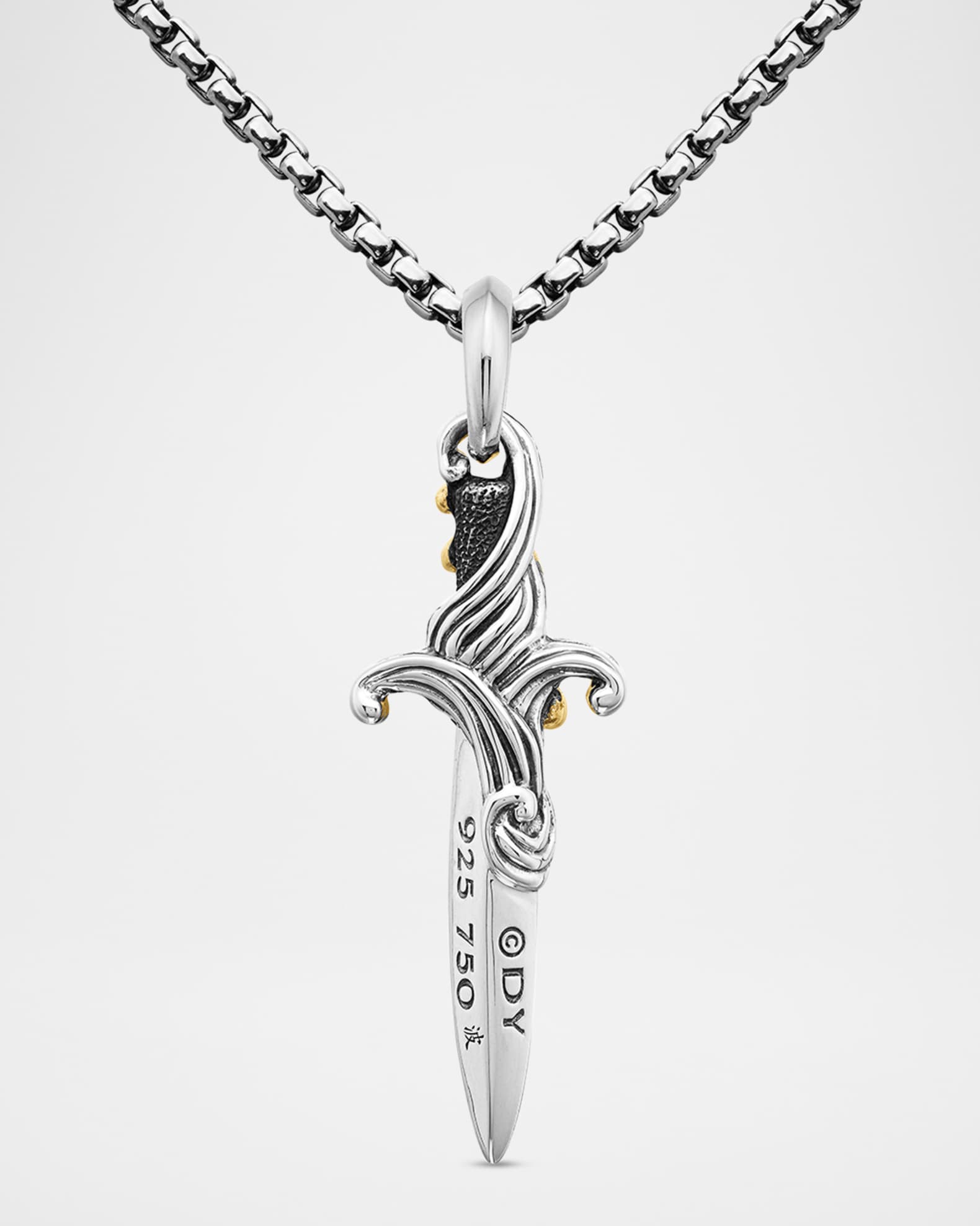 David Yurman Men's Waves Dagger Amulet in Silver with 18K Gold and ...
