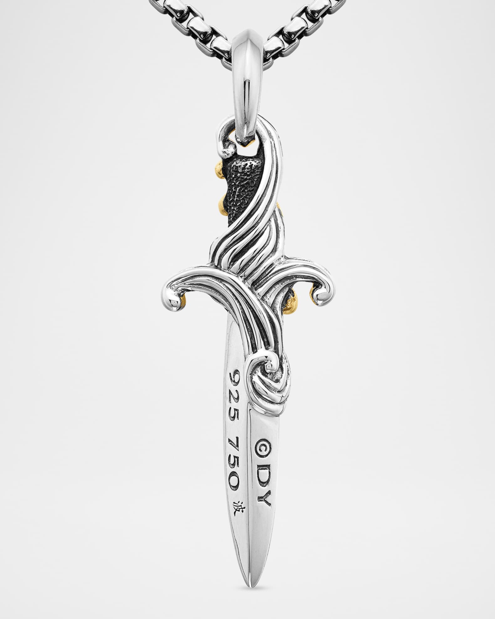 David Yurman Men's Waves Dagger Amulet in Silver with 18K Gold and ...
