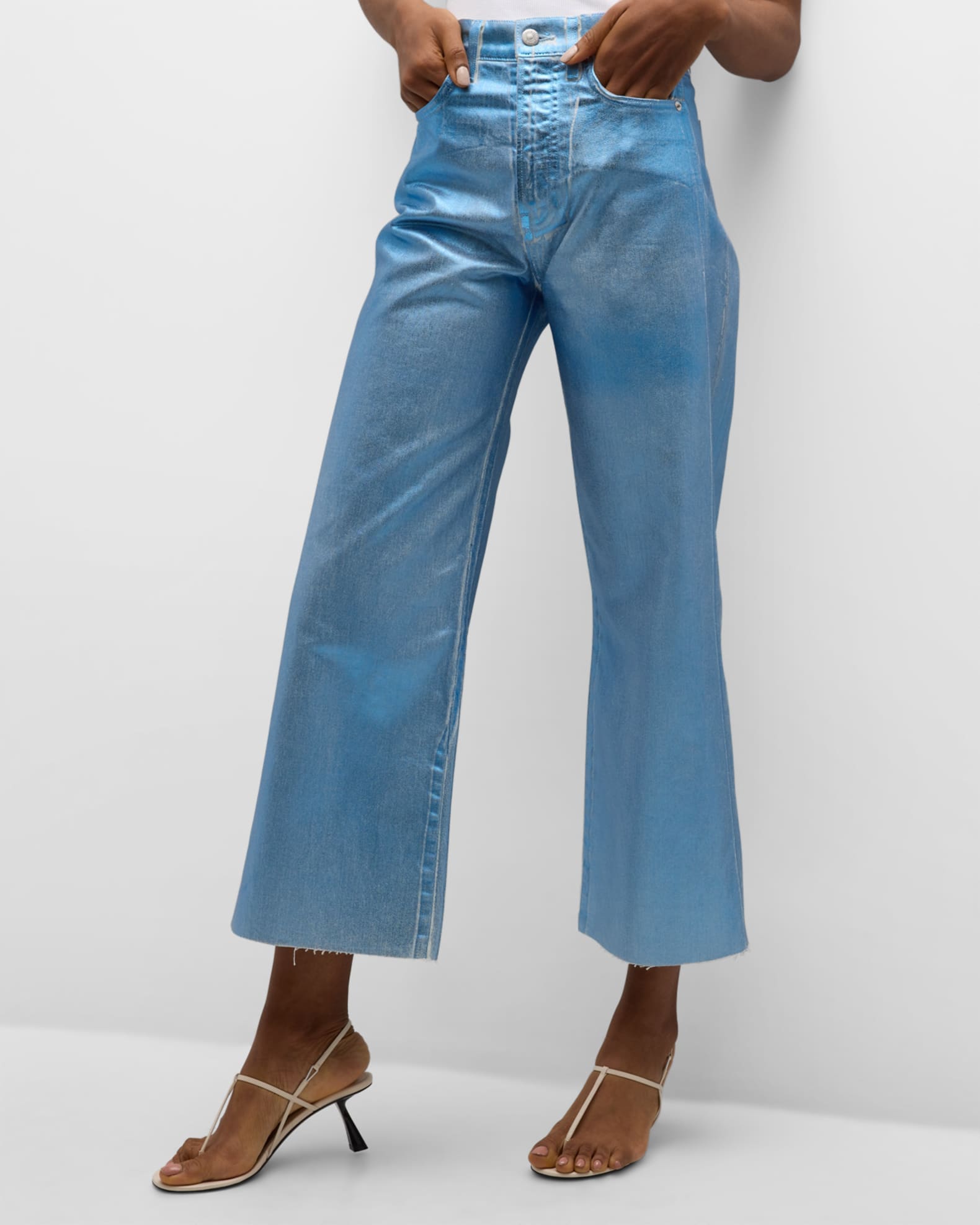 Veronica Beard Taylor Wide-Leg Crop Jeans | Neiman Marcus