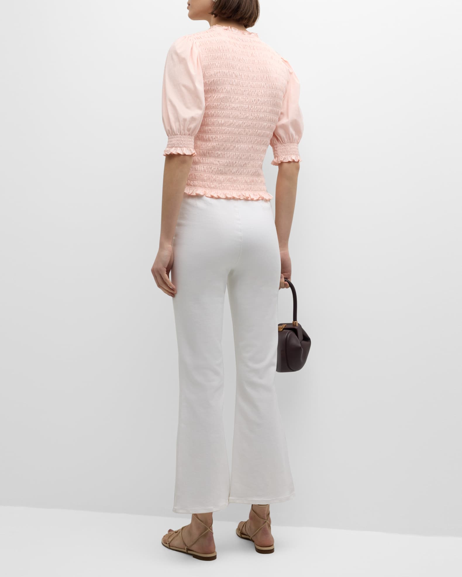 Veronica Beard Langston Smocked Short-Sleeve Top | Neiman Marcus