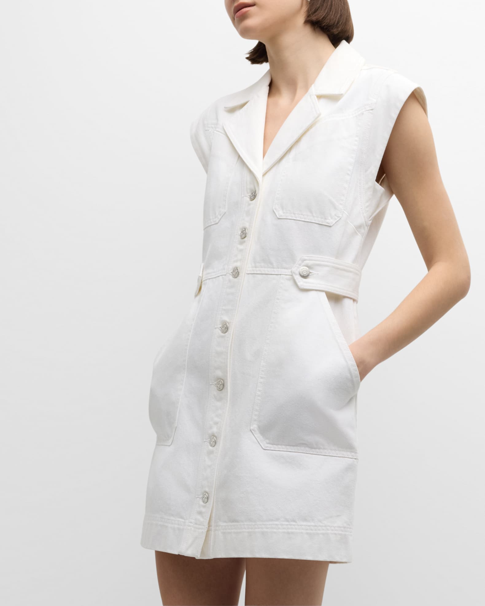 Veronica Beard Jax Denim Button-Front Mini Dress | Neiman Marcus