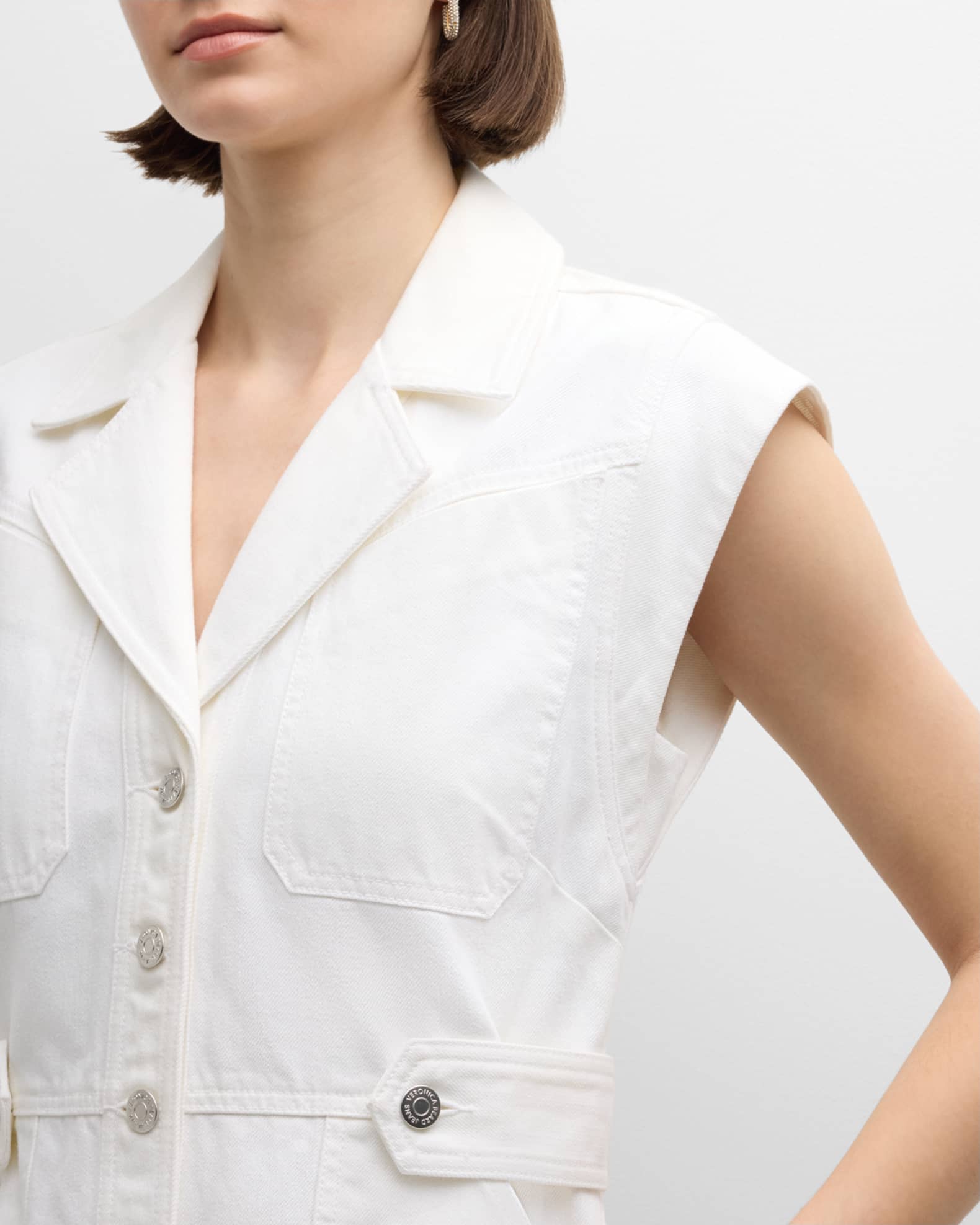 Veronica Beard Jax Denim Button-Front Mini Dress | Neiman Marcus