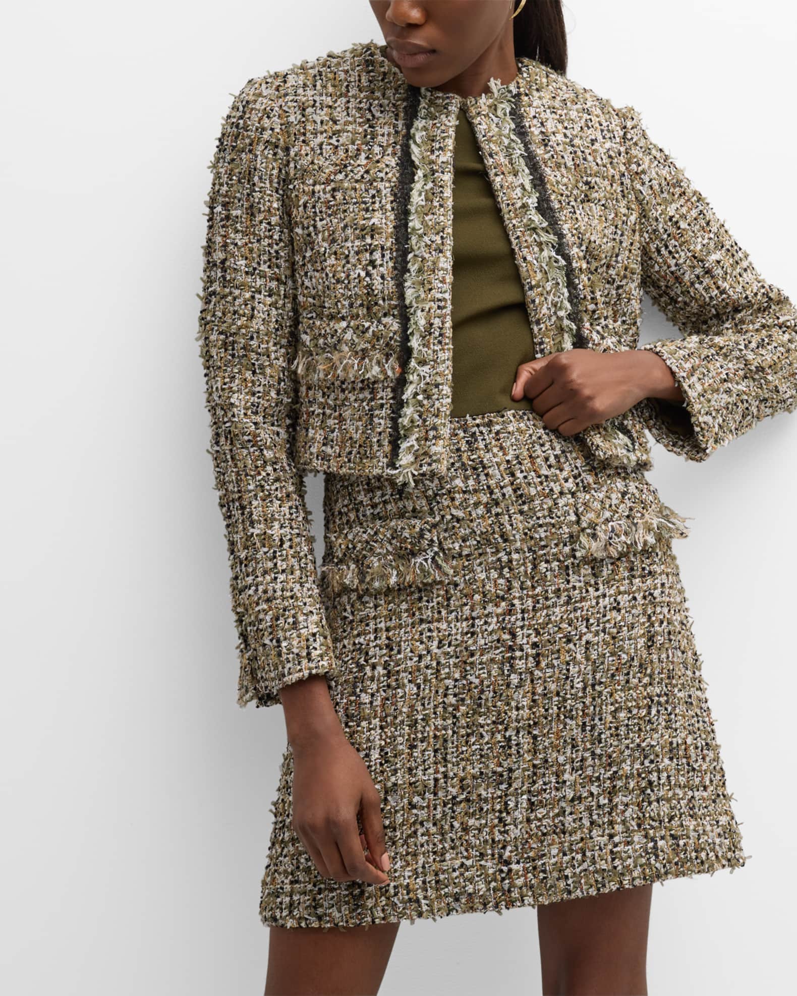 Jason Wu Collection Textured Tweed Crop Jacket | Neiman Marcus