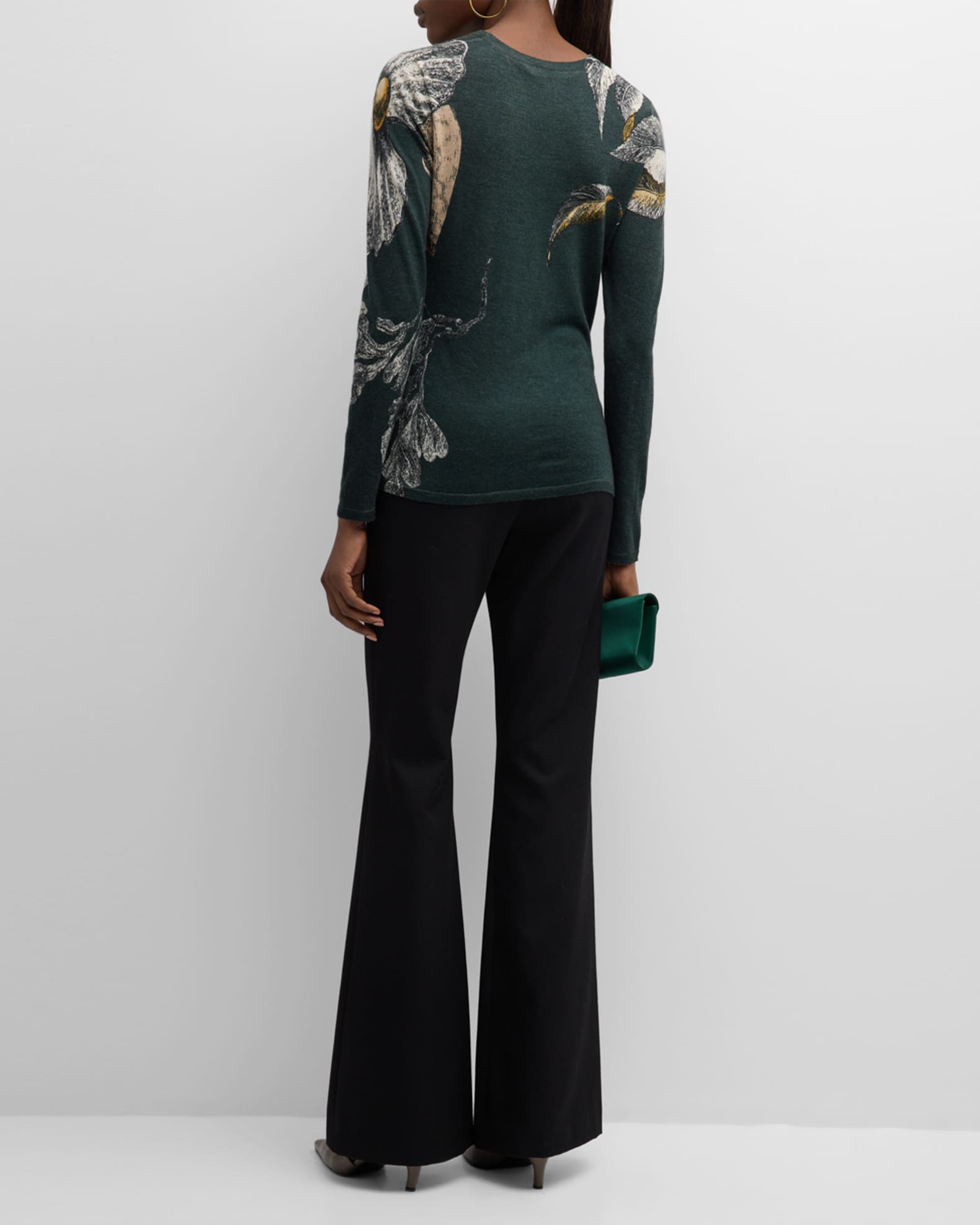 Jason Wu Collection Merino Wool Floral Print Sweater | Neiman Marcus