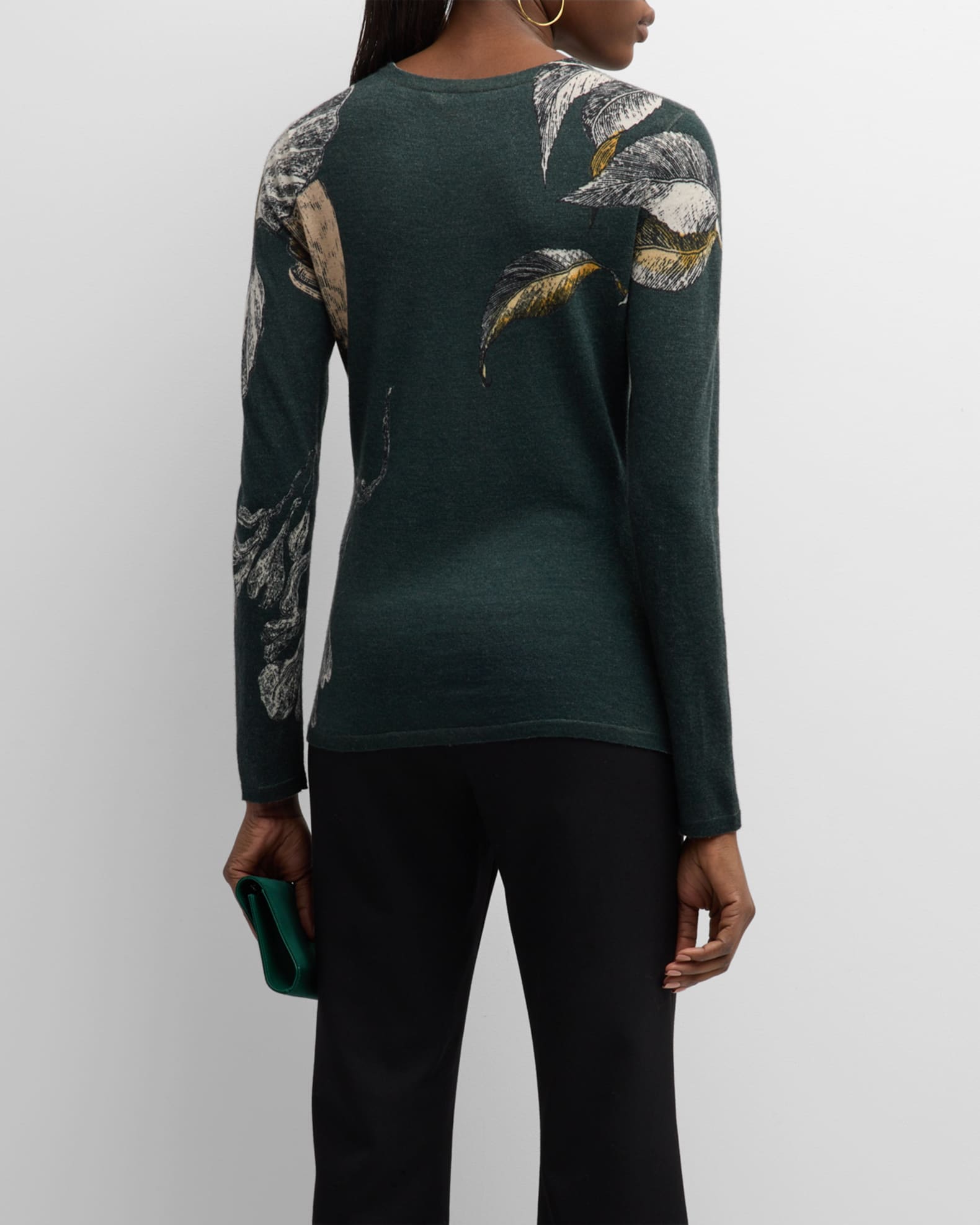 Jason Wu Collection Merino Wool Floral Print Sweater | Neiman Marcus