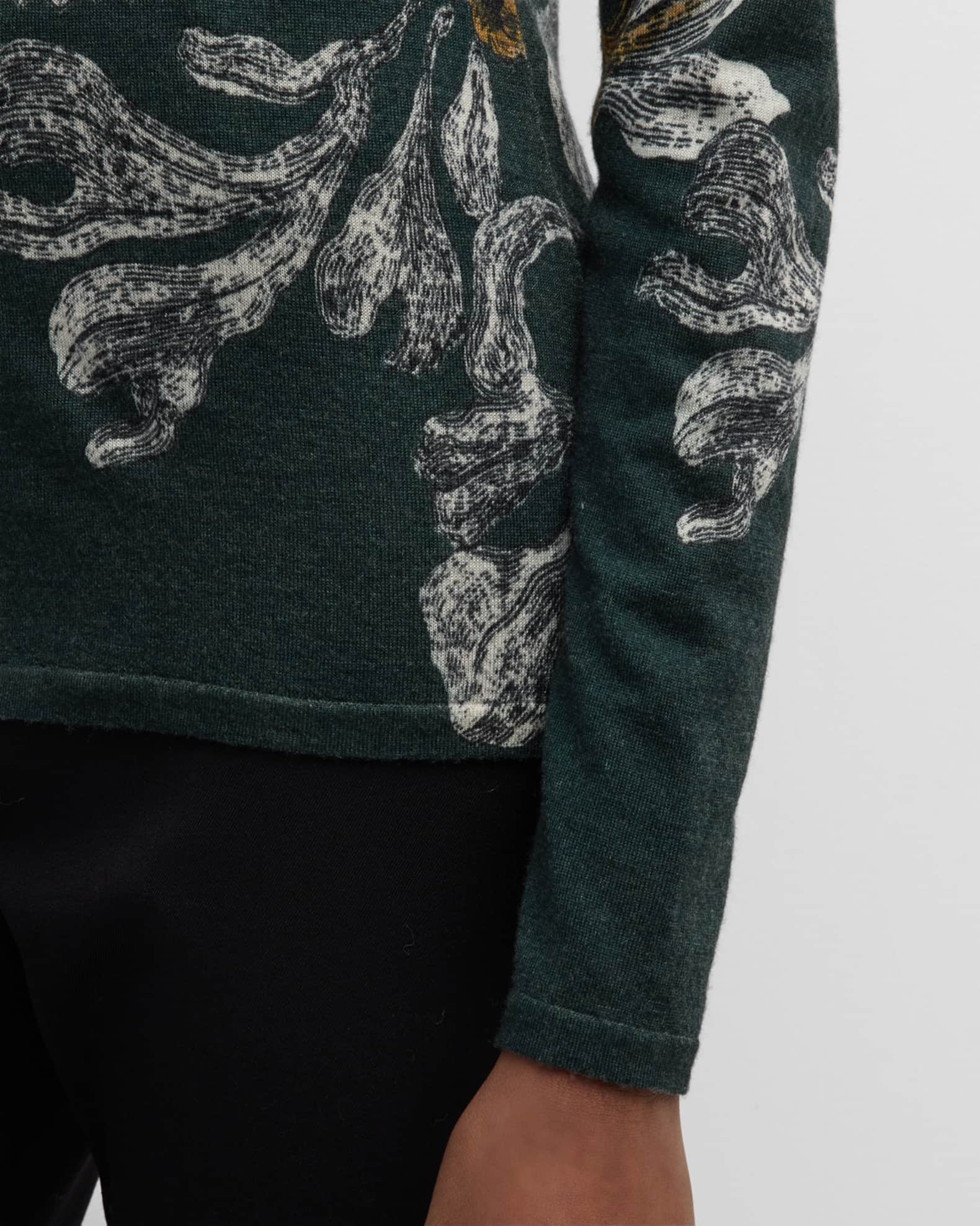 Jason Wu Collection Merino Wool Floral Print Sweater | Neiman Marcus