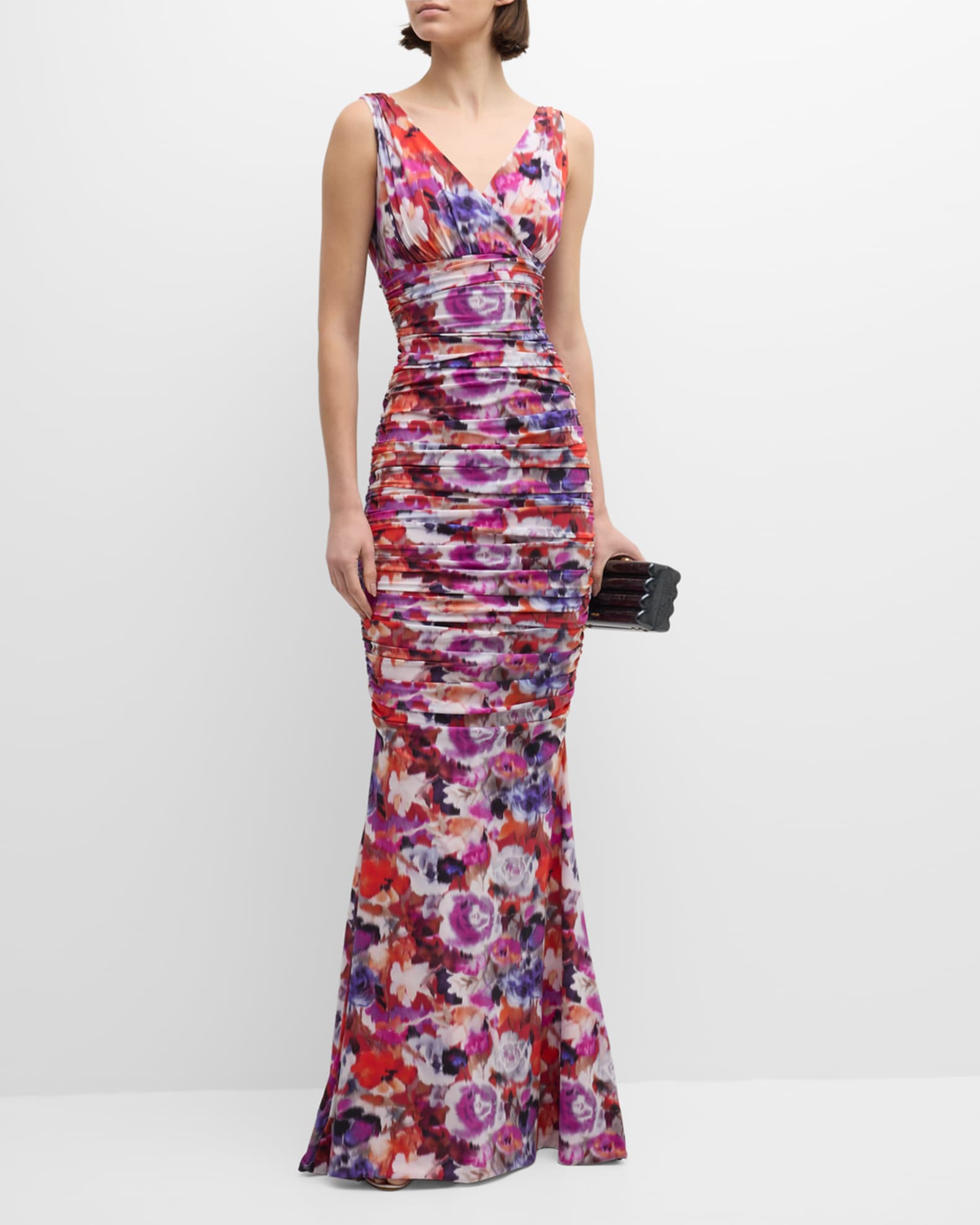 Chiara Boni La Petite Robe Barbe Ruched Floral-Print Mermaid Gown ...