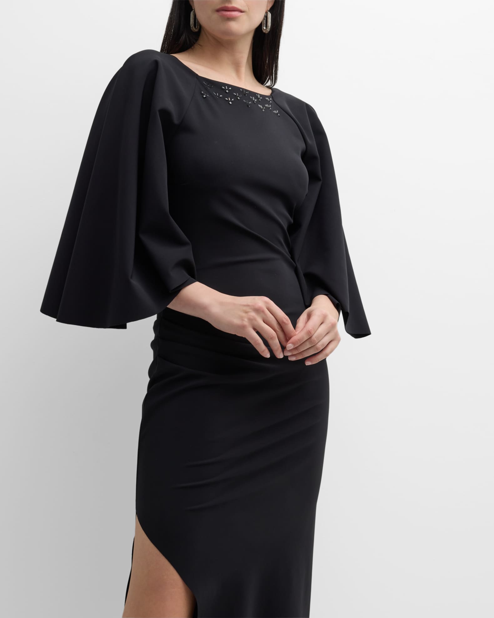 Chiara Boni La Petite Robe Salvia Side-Slit Embellished Column Gown ...