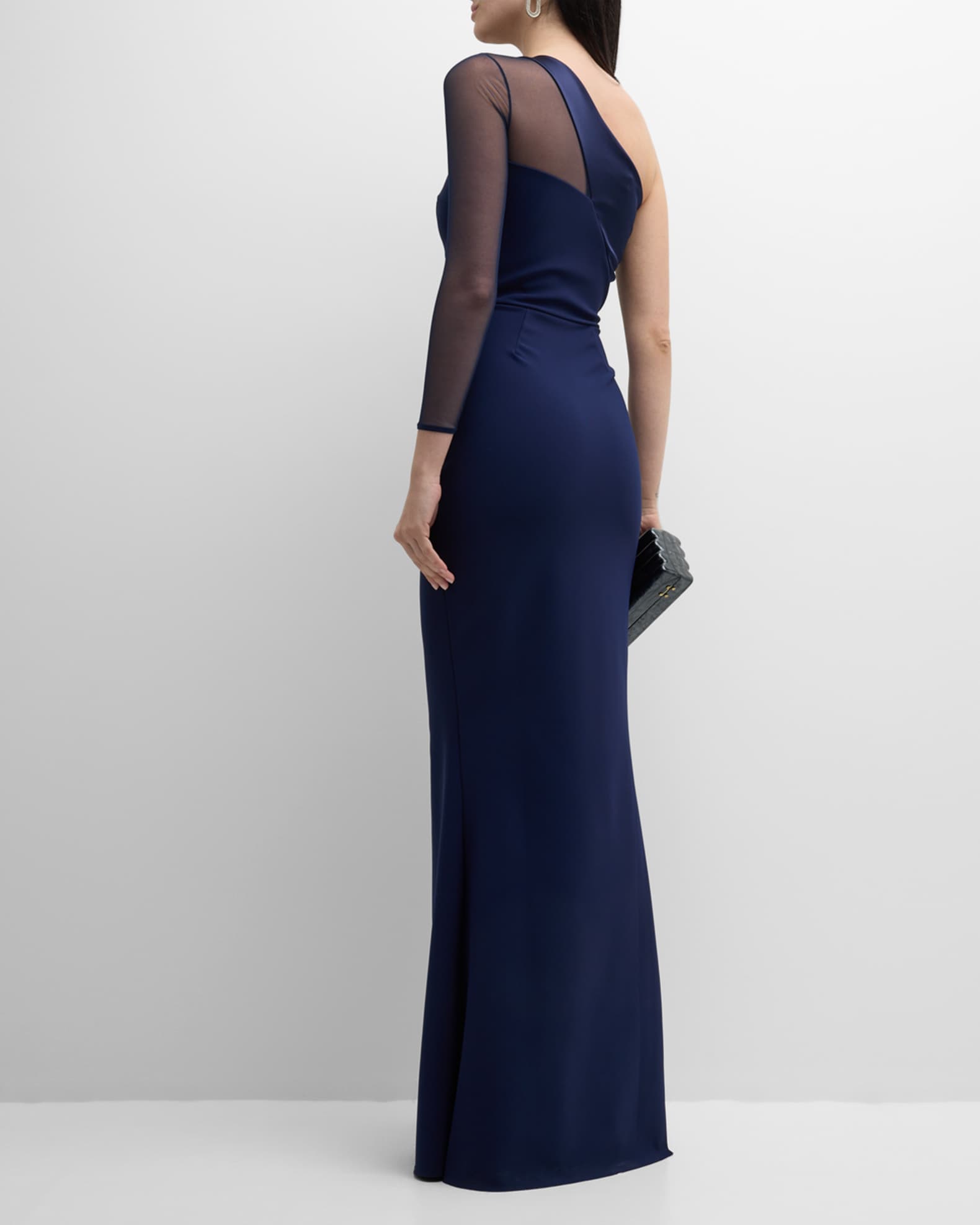 Chiara Boni La Petite Robe Avio One-Shoulder Illusion-Sleeve Trumpet ...