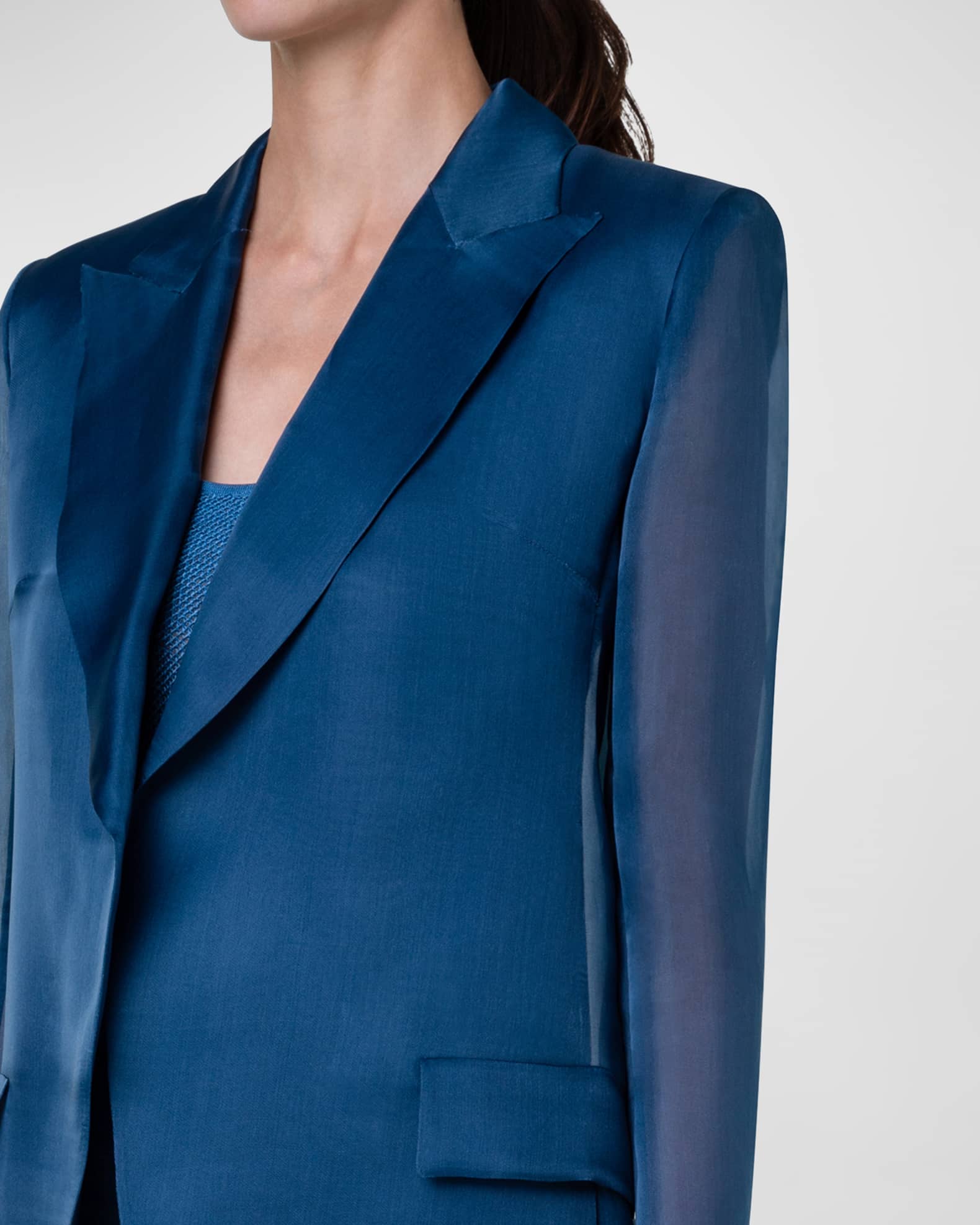 Akris Teodore Silk Gauze Oversize Blazer Jacket | Neiman Marcus