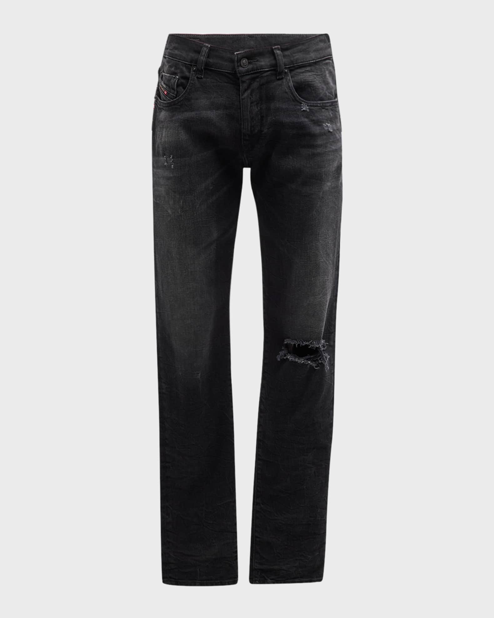 Diesel Men's 2019 D Strukt Distressed Denim Pants, Black | Neiman Marcus