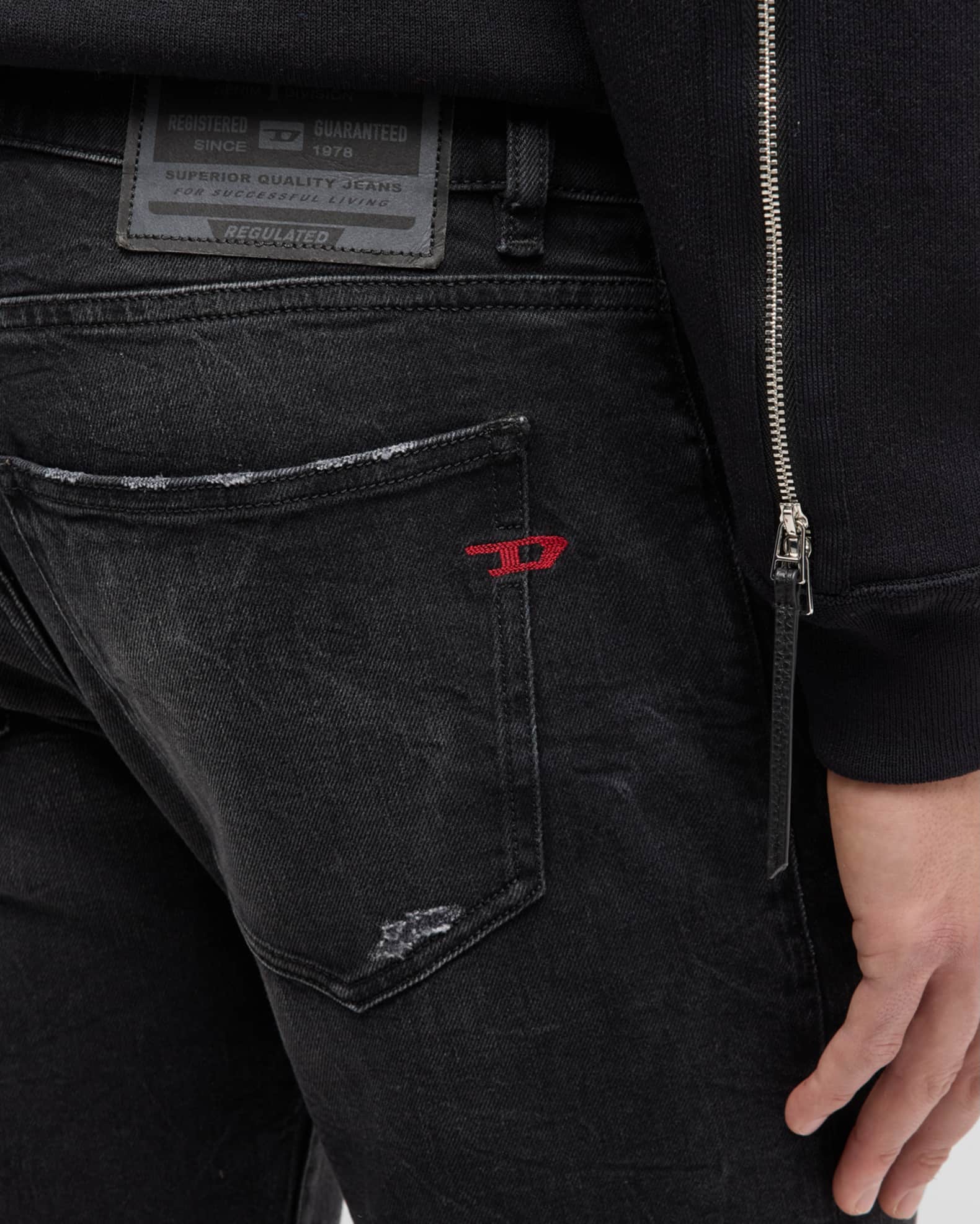 Diesel Men's 2019 D Strukt Distressed Denim Pants, Black | Neiman Marcus