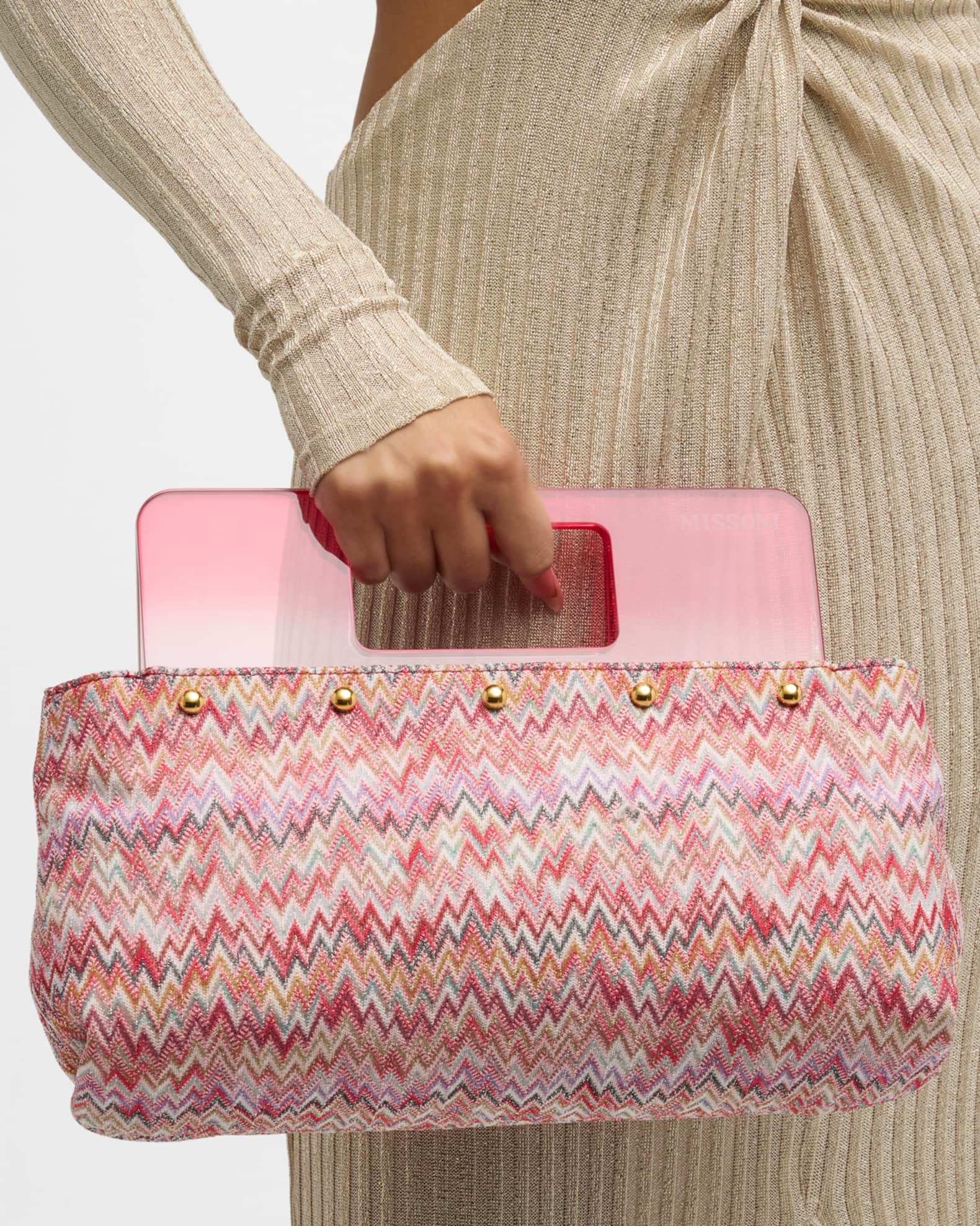 Missoni Plexi Chevron Pouch Clutch Bag | Neiman Marcus