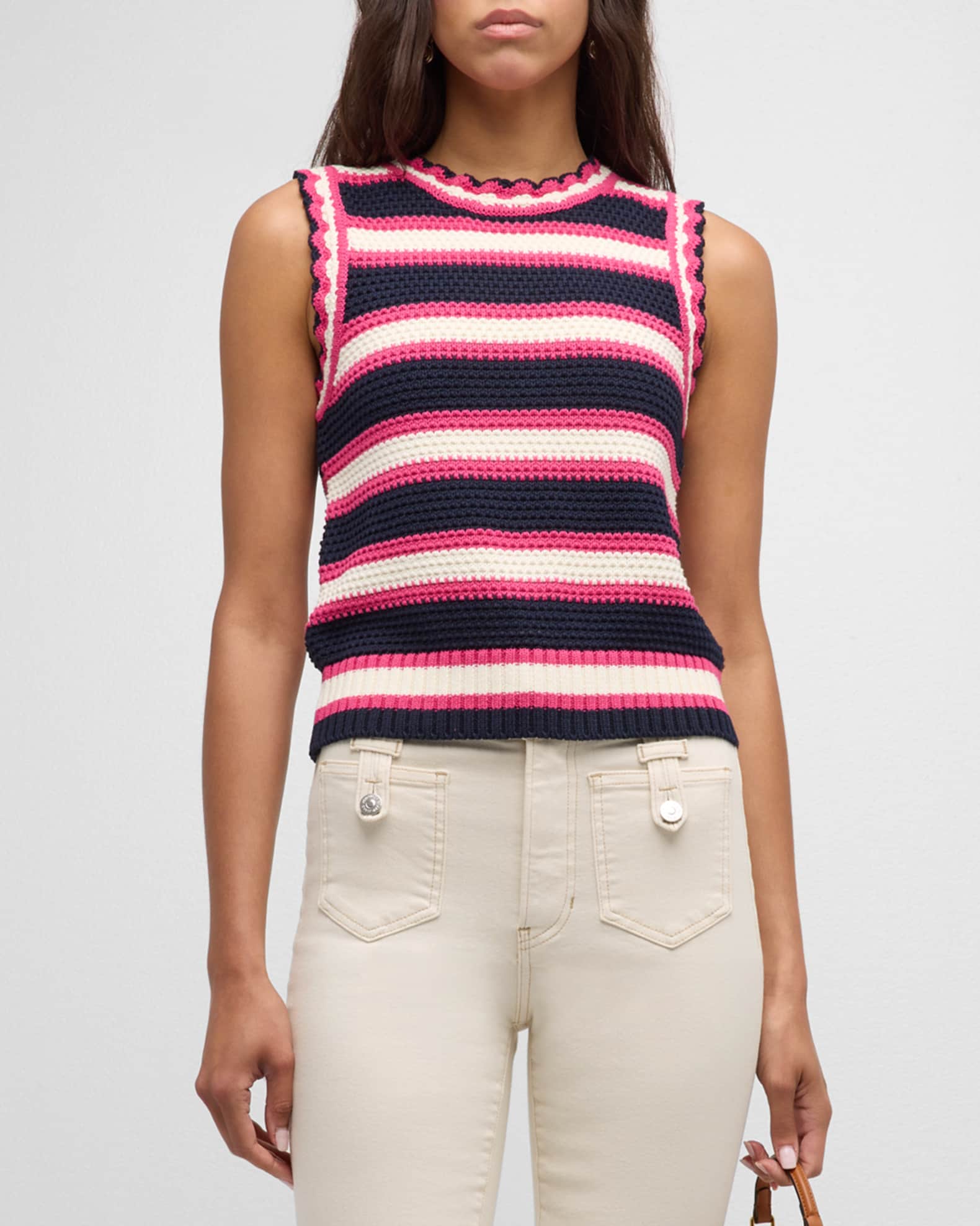 Veronica Beard Jensie Striped Knit Vest | Neiman Marcus