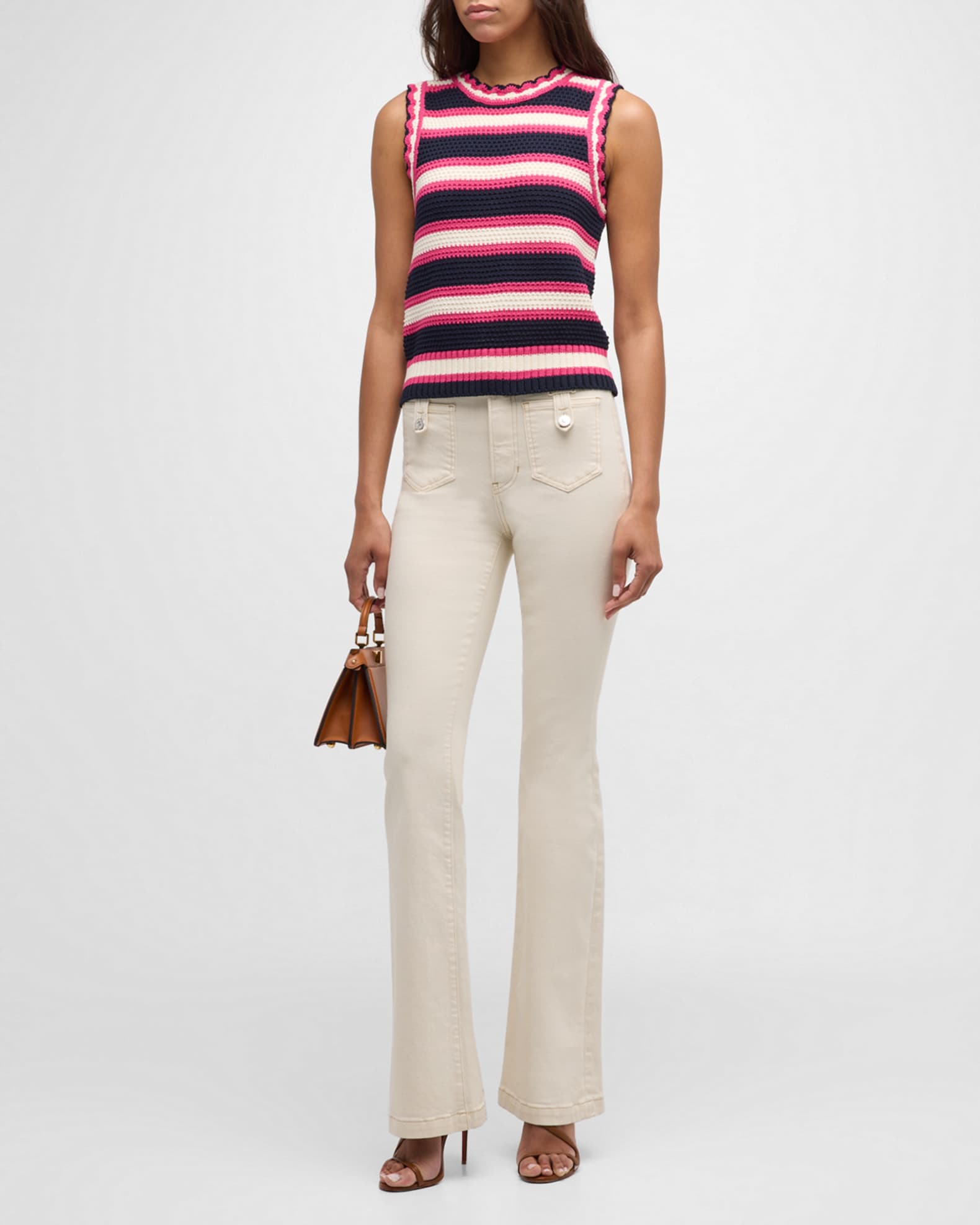 Veronica Beard Jensie Striped Knit Vest | Neiman Marcus