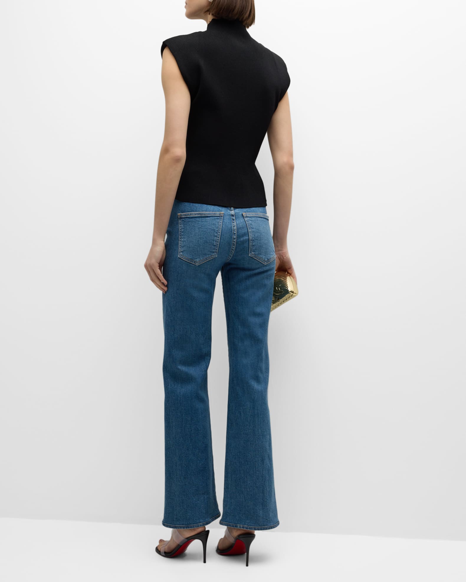 Veronica Beard Cio Ribbed Mock-Neck Top | Neiman Marcus