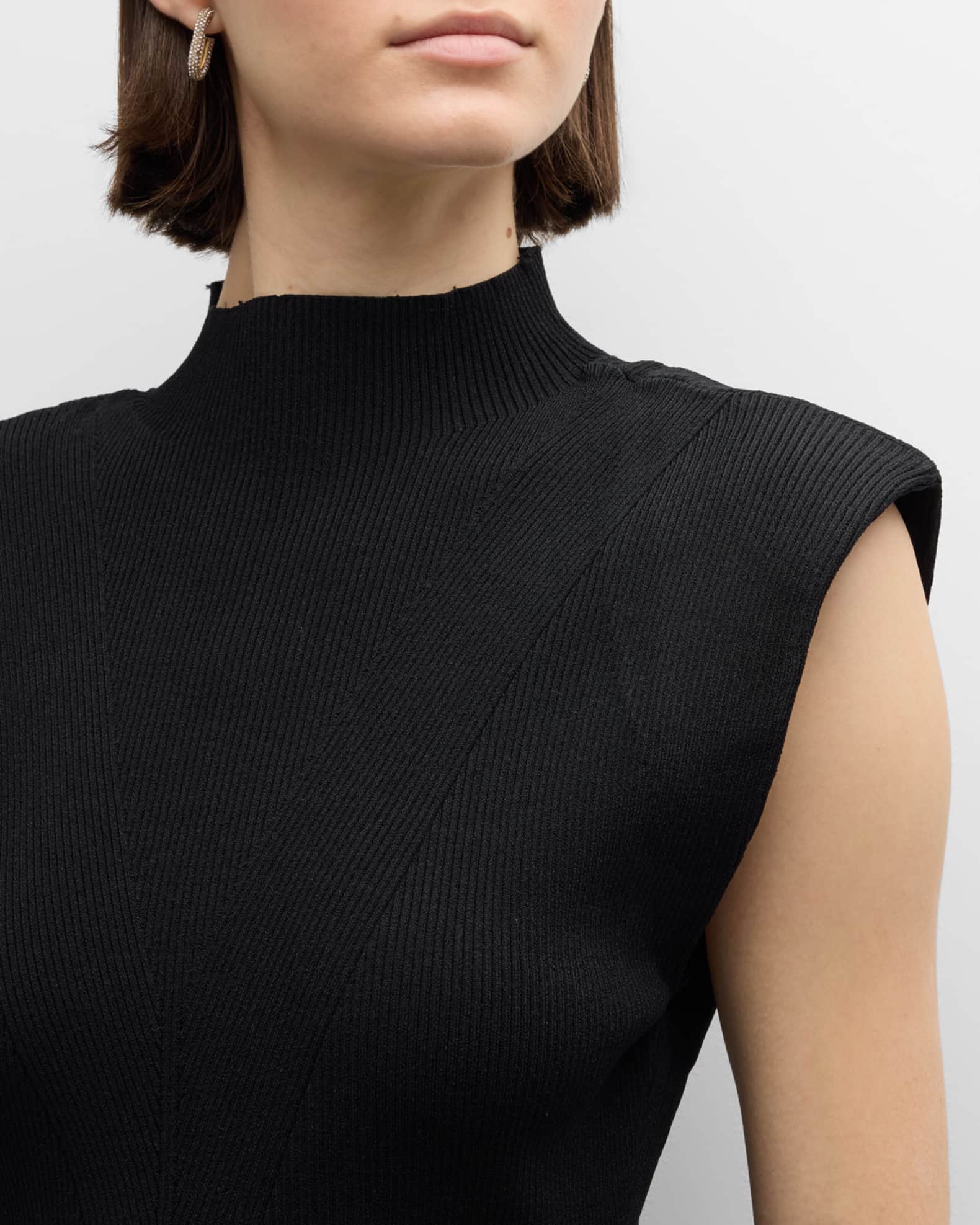 Veronica Beard Cio Ribbed Mock-Neck Top | Neiman Marcus