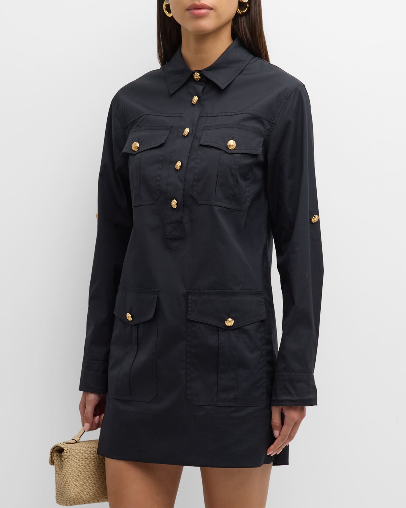 Veronica Beard Saude Long-Sleeve Utility Dress | Neiman Marcus