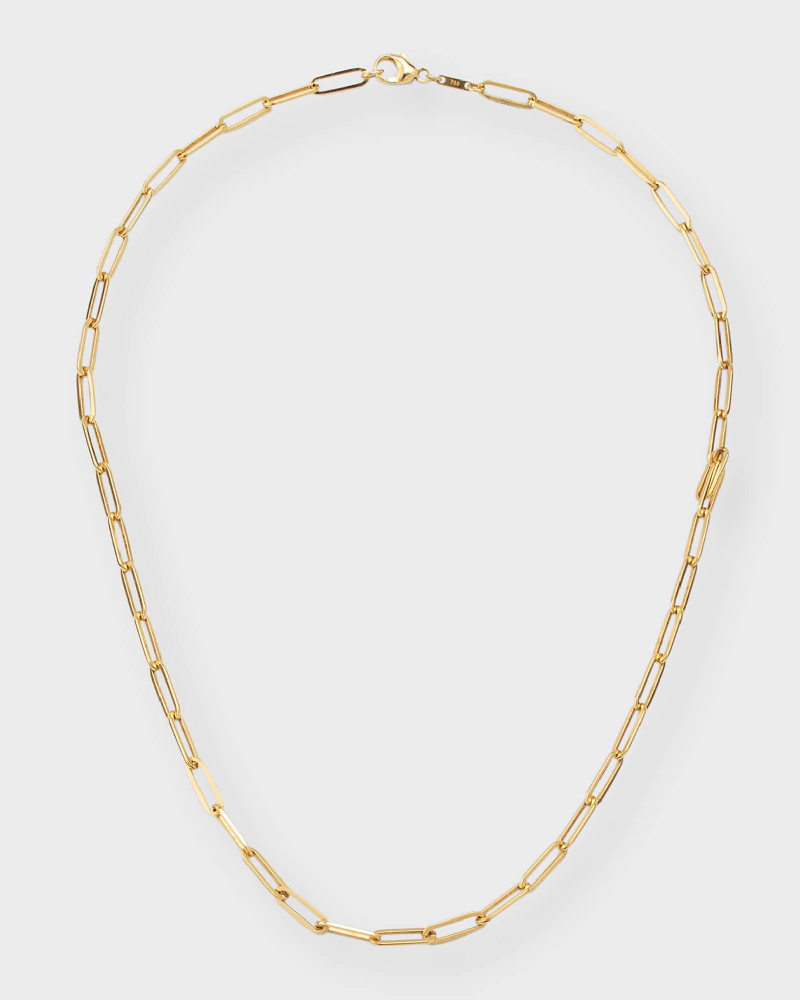 Lisa Nik Golden Dreams 18K Yellow Gold Petite Paper Clip Chain Necklace ...