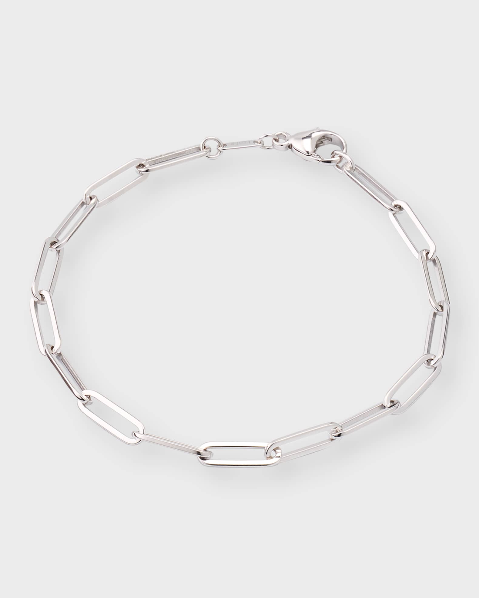 Lisa Nik 18k White Gold Paper Clip Link Bracelet | Neiman Marcus