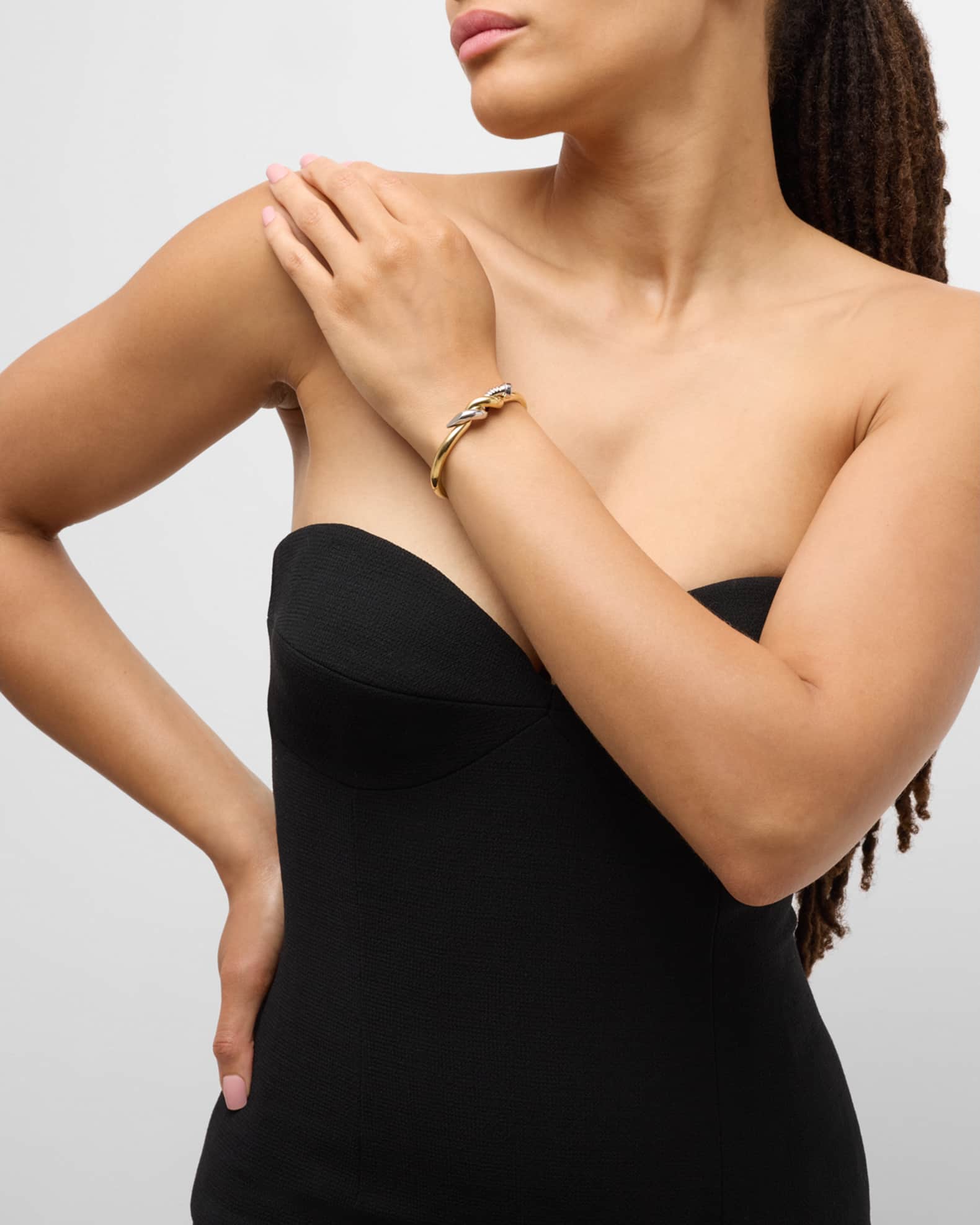 David Webb Polished Two Tone Twisted Nail Cuff | Neiman Marcus