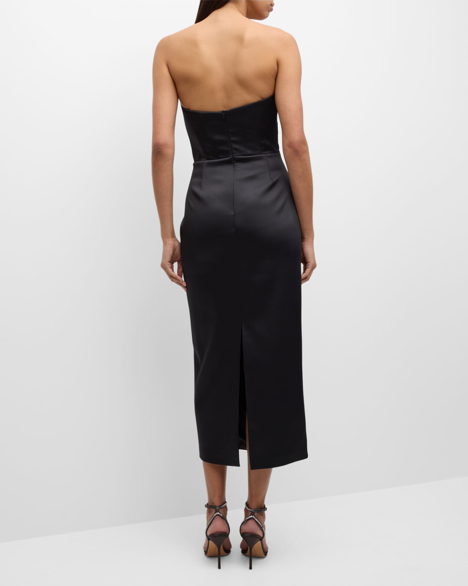 GIGII'S Kremlin Strapless Pleated Column Midi Dress | Neiman Marcus