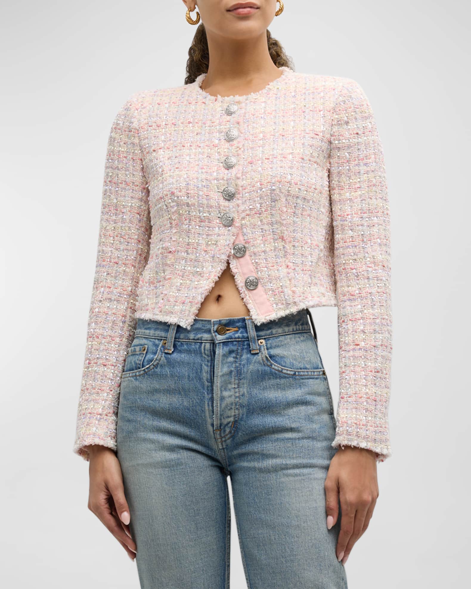 LoveShackFancy Falima Cropped Tweed Jacket | Neiman Marcus