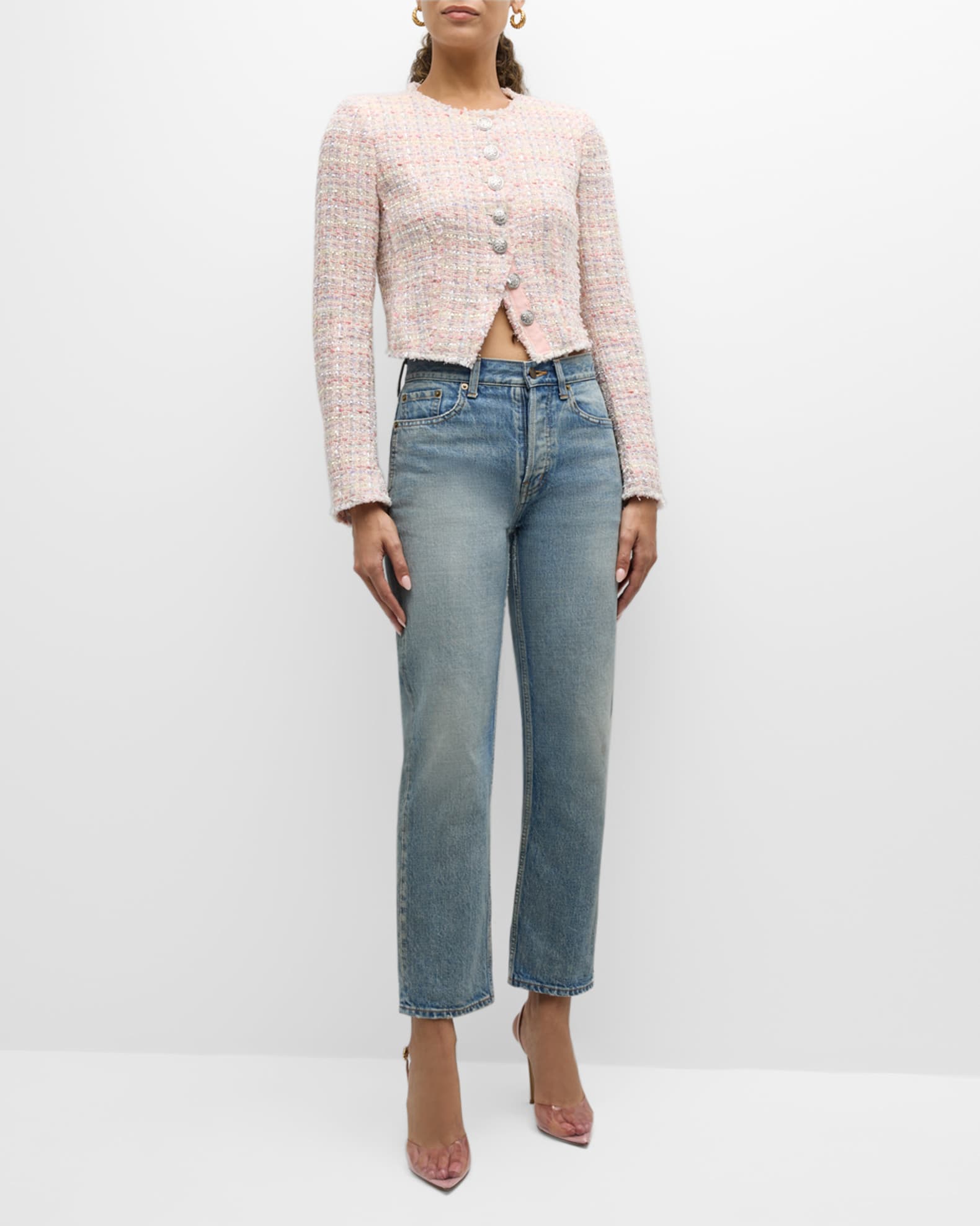 LoveShackFancy Falima Cropped Tweed Jacket | Neiman Marcus