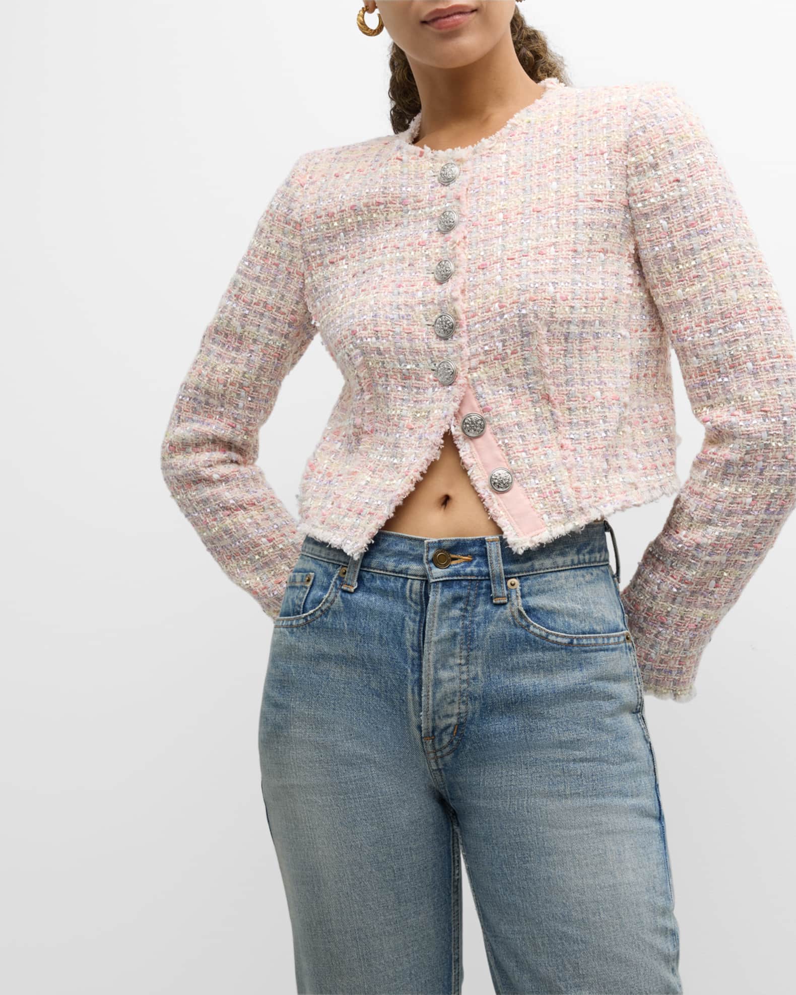 LoveShackFancy Falima Cropped Tweed Jacket | Neiman Marcus