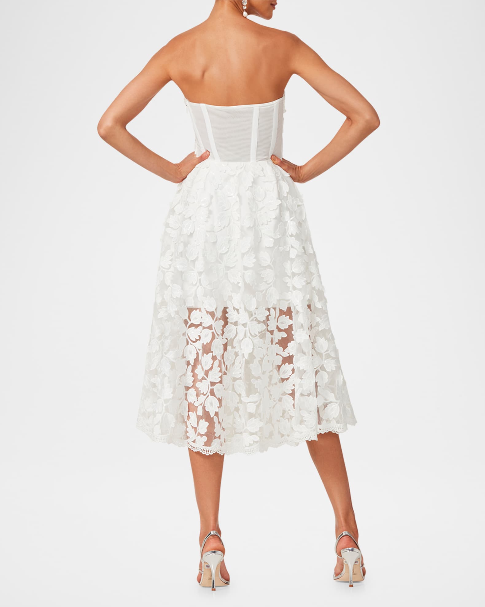 HELSI Florence Strapless Lace Applique Midi Dress | Neiman Marcus