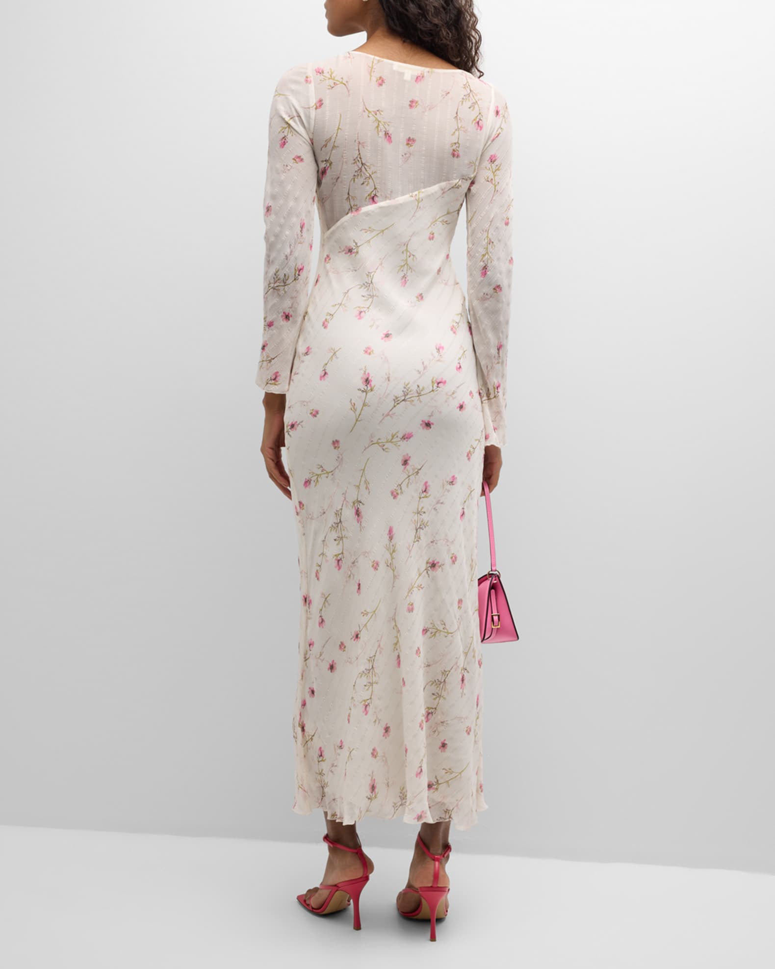 LoveShackFancy Dalila Floral Metallic Deep V Maxi Dress | Neiman Marcus